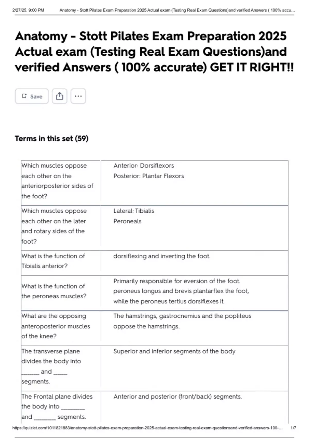 Anatomy - Stott Pilates Exam Preparation 2025 Actual exam (Testing Real ...