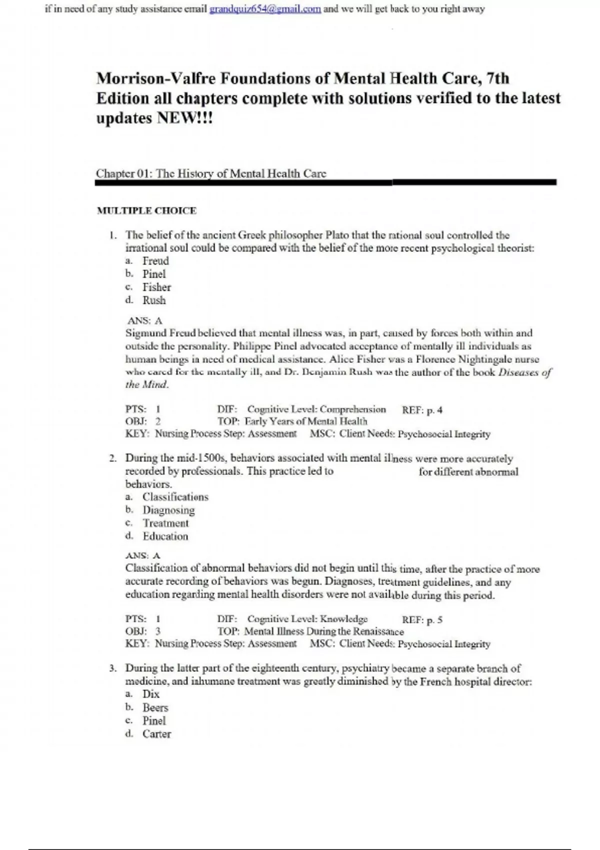 Test Bank Foundations of Mental Health Care 8th Edition by Morrison ...