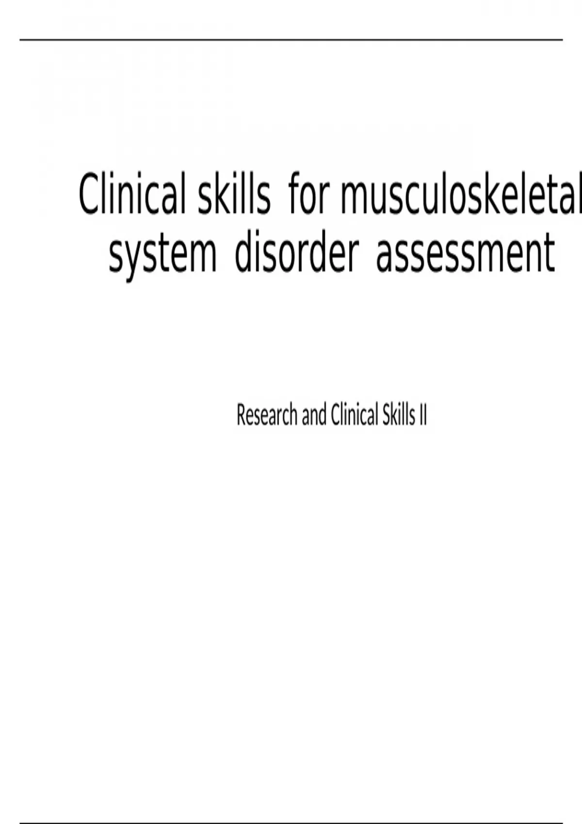 Clinical skills for musculoskeletal system disorder assessment Research ...