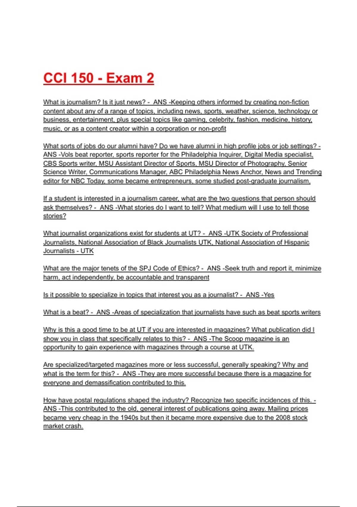 CCI 150 - Exam 2 Questions with correct Answers 2025/2026( A+ GRADED ...