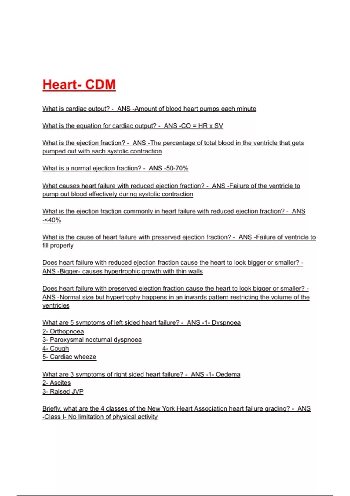 Heart- CDM Exam Questions with correct Answers 2025/2026( A+ GRADED 100% VERIFIED). - Heart- CDM ...