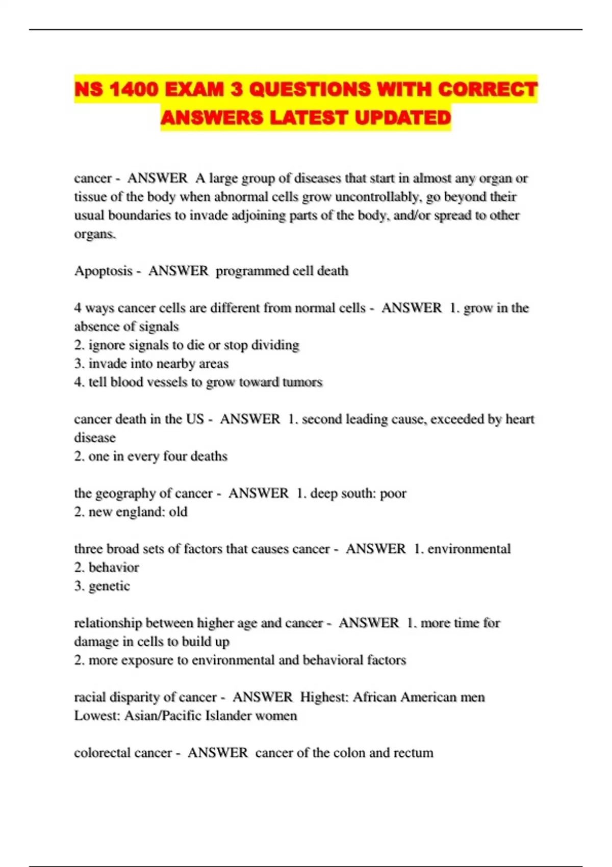 NS 1400 EXAM 3 QUESTIONS WITH CORRECT ANSWERS LATEST UPDATED - NS 1400 ...