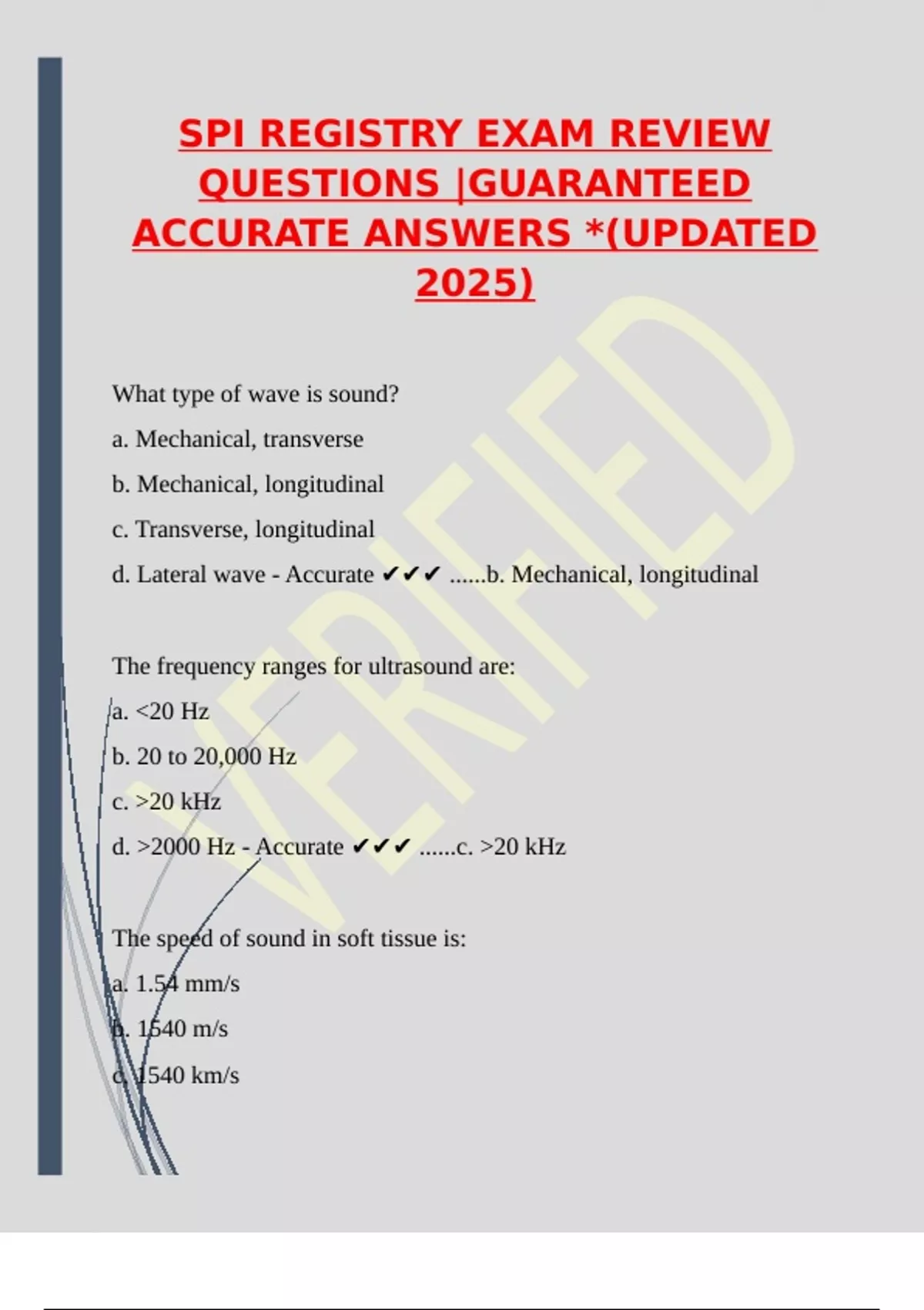 SPI REGISTRY EXAM REVIEW QUESTIONS |GUARANTEED ACCURATE ANSWERS *(UPDATED 2025) - SPI REGISTRY ...