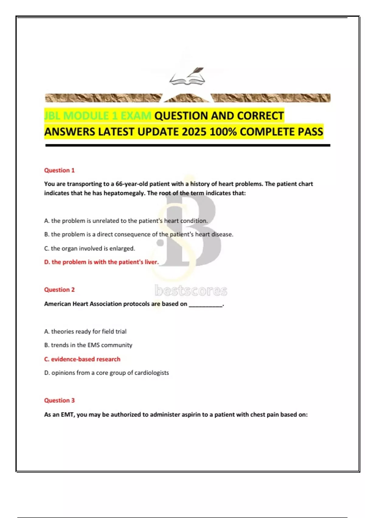 JBL MODULE 1 EXAM QUESTION AND CORRECT ANSWERS LATEST UPDATE 2025 100% ...