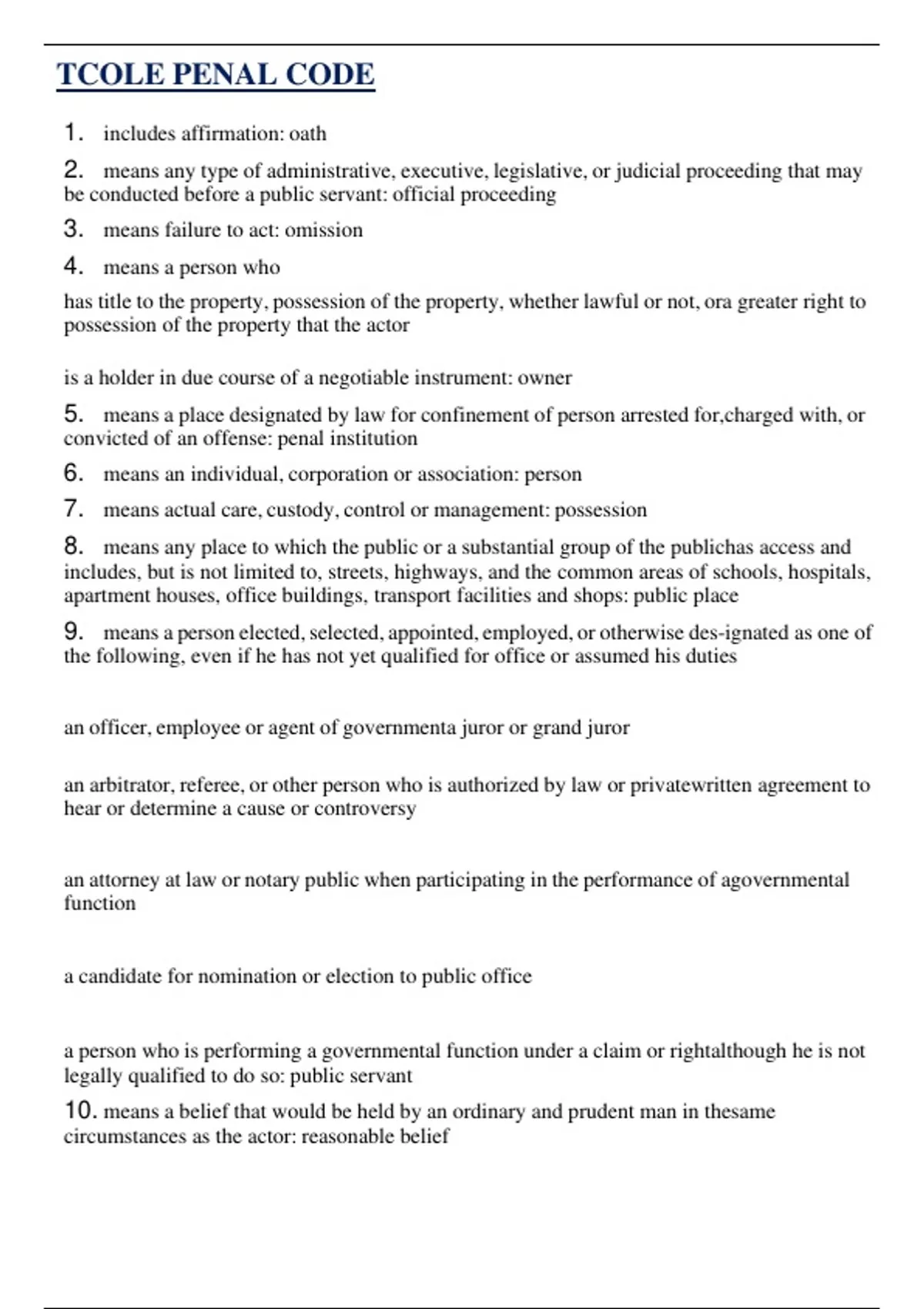 TCOLE PENAL CODE (LATEST 2025) | QUESTIONS & VERIFIED ANSWERS WITH FULL ...