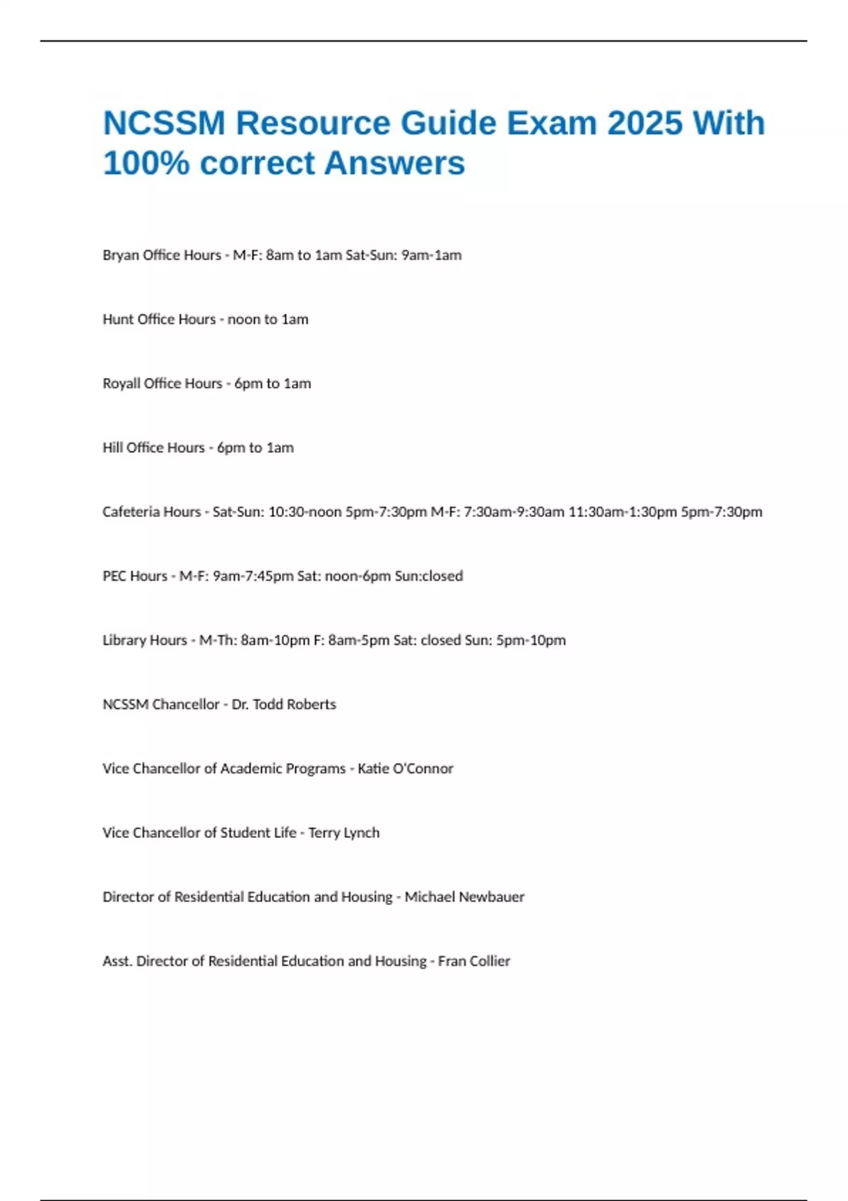 NCSSM Resource Guide Exam 2025 With 100% correct Answers - NCSSM Resource G - Stuvia US