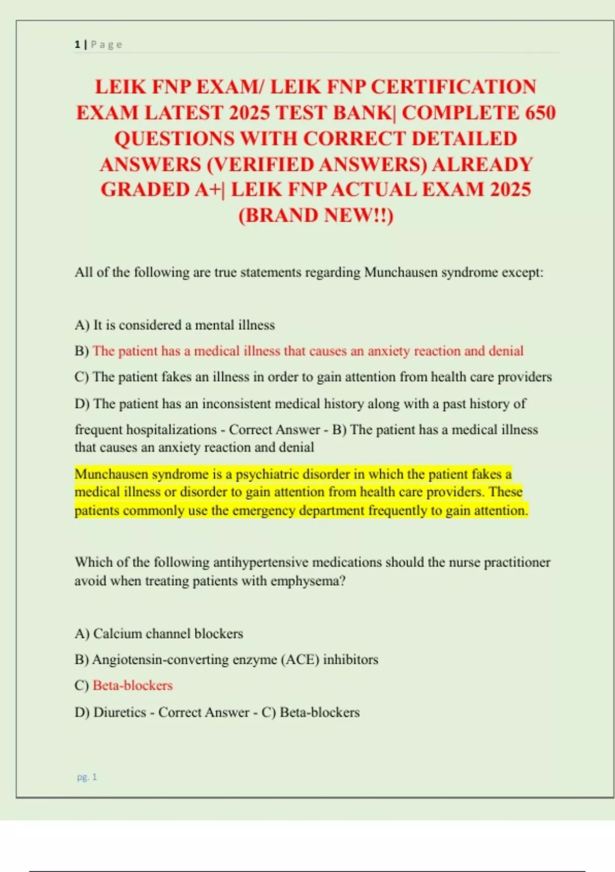 LEIK FNP EXAM/ LEIK FNP CERTIFICATION EXAM LATEST 2025 TEST BANK ...