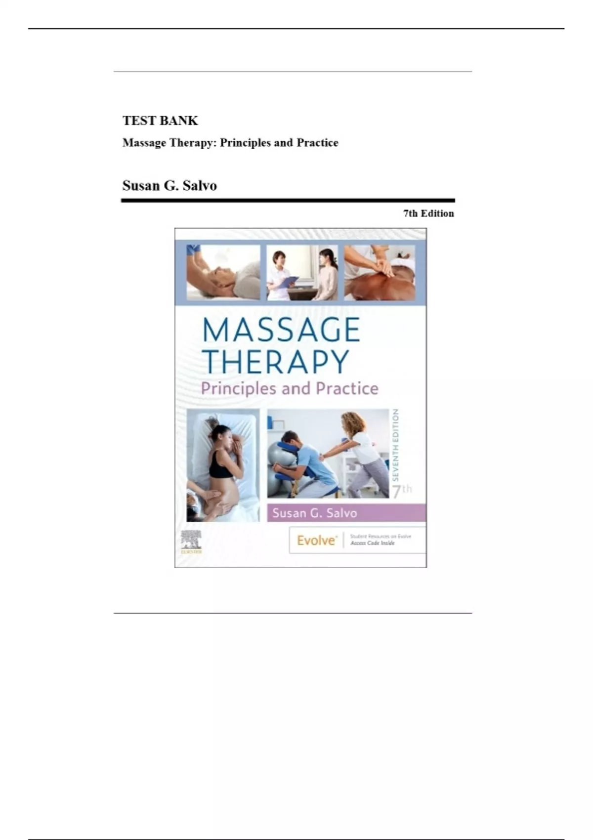 Test Bank for Massage Therapy;Principles & Practice 7th Edition by ...