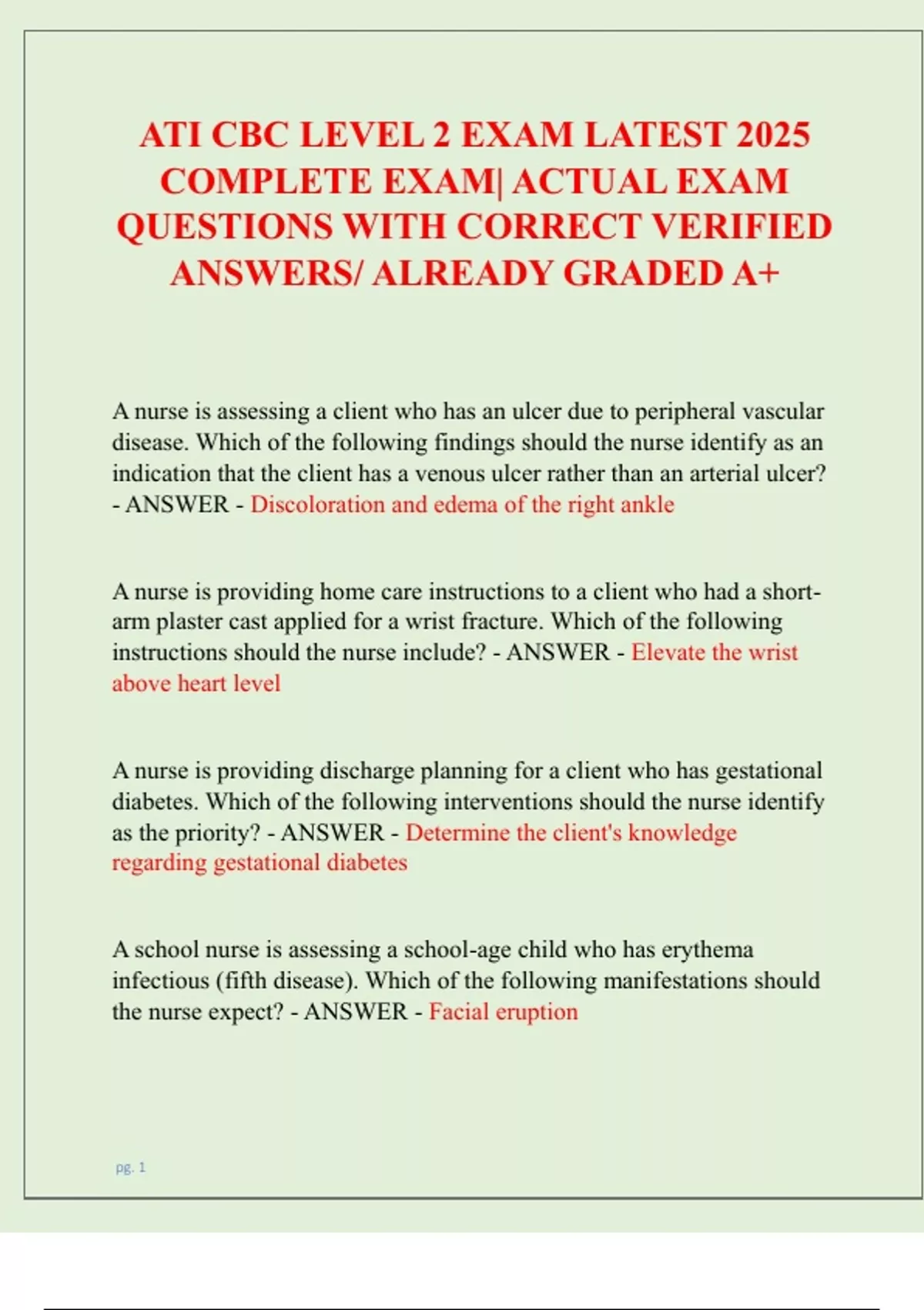ATI CBC LEVEL 2 EXAM REVIEW LATEST 2025 ACTUAL EXAM| COMPLETE REAL EXAM ...