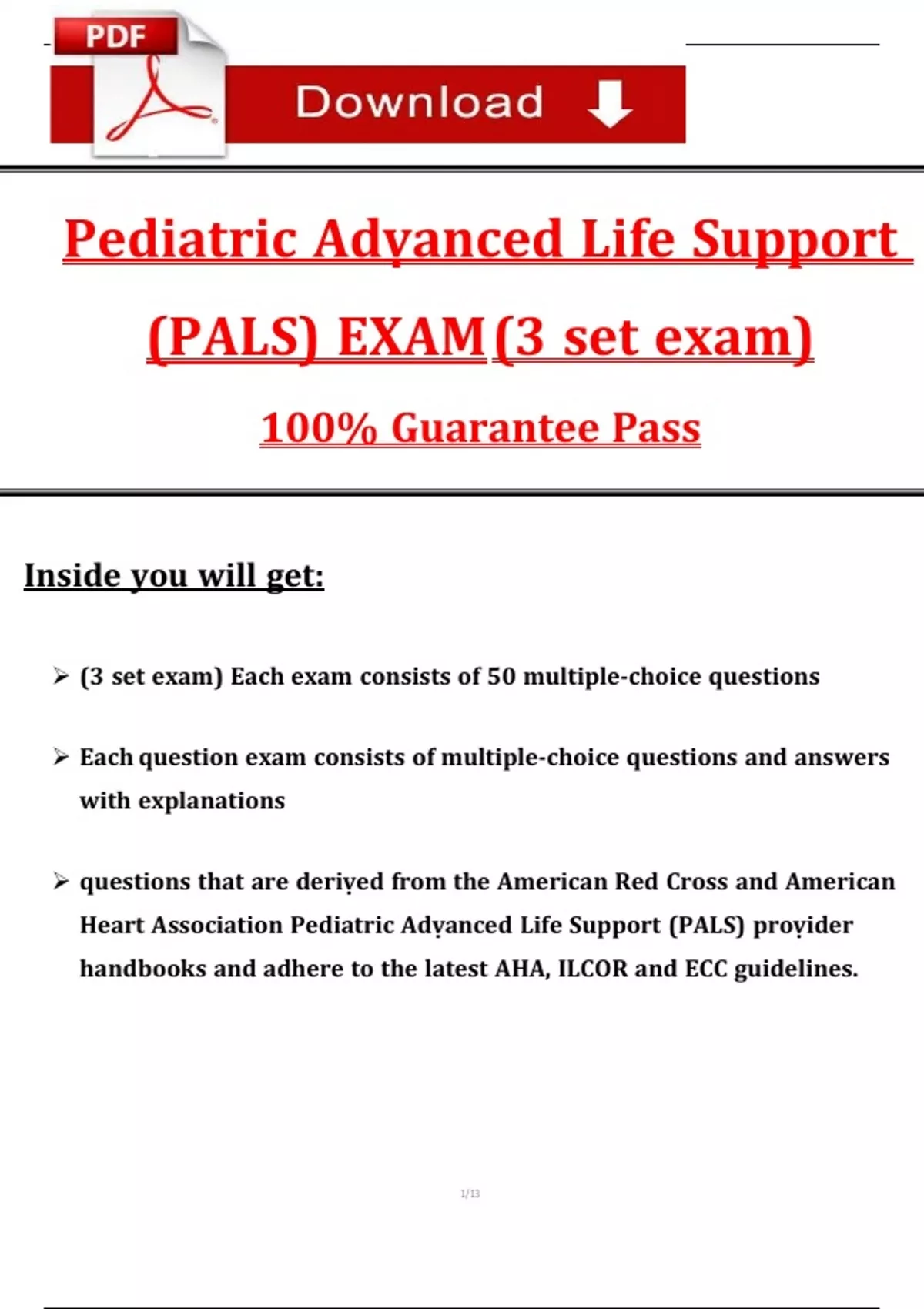 PALS Final Exam (3 set exam's) Questions and Answers with Explanation ...