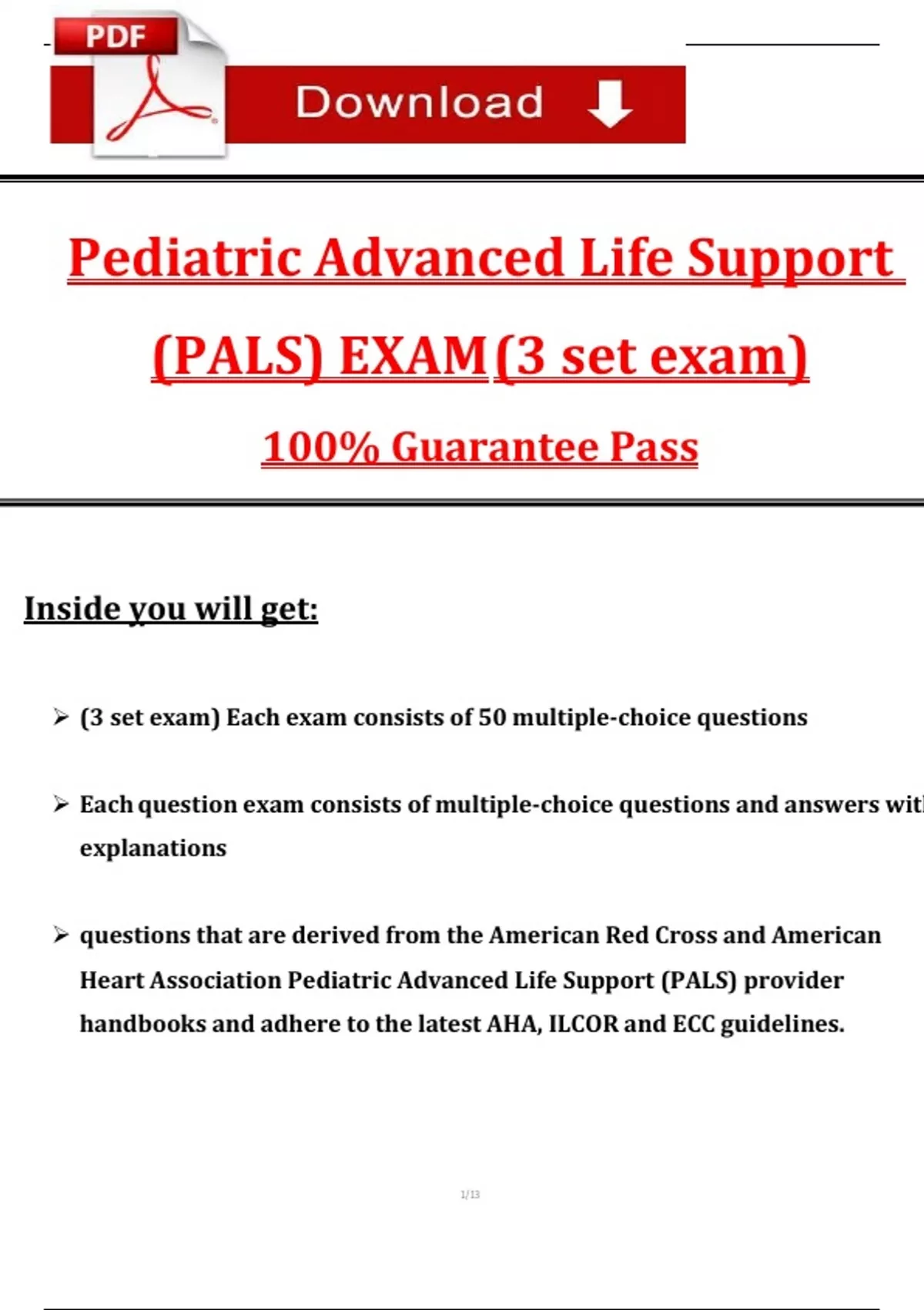 PALS Final Exam (3 set exam's): Most Comprehensive Qs & Ans - to Pass ...