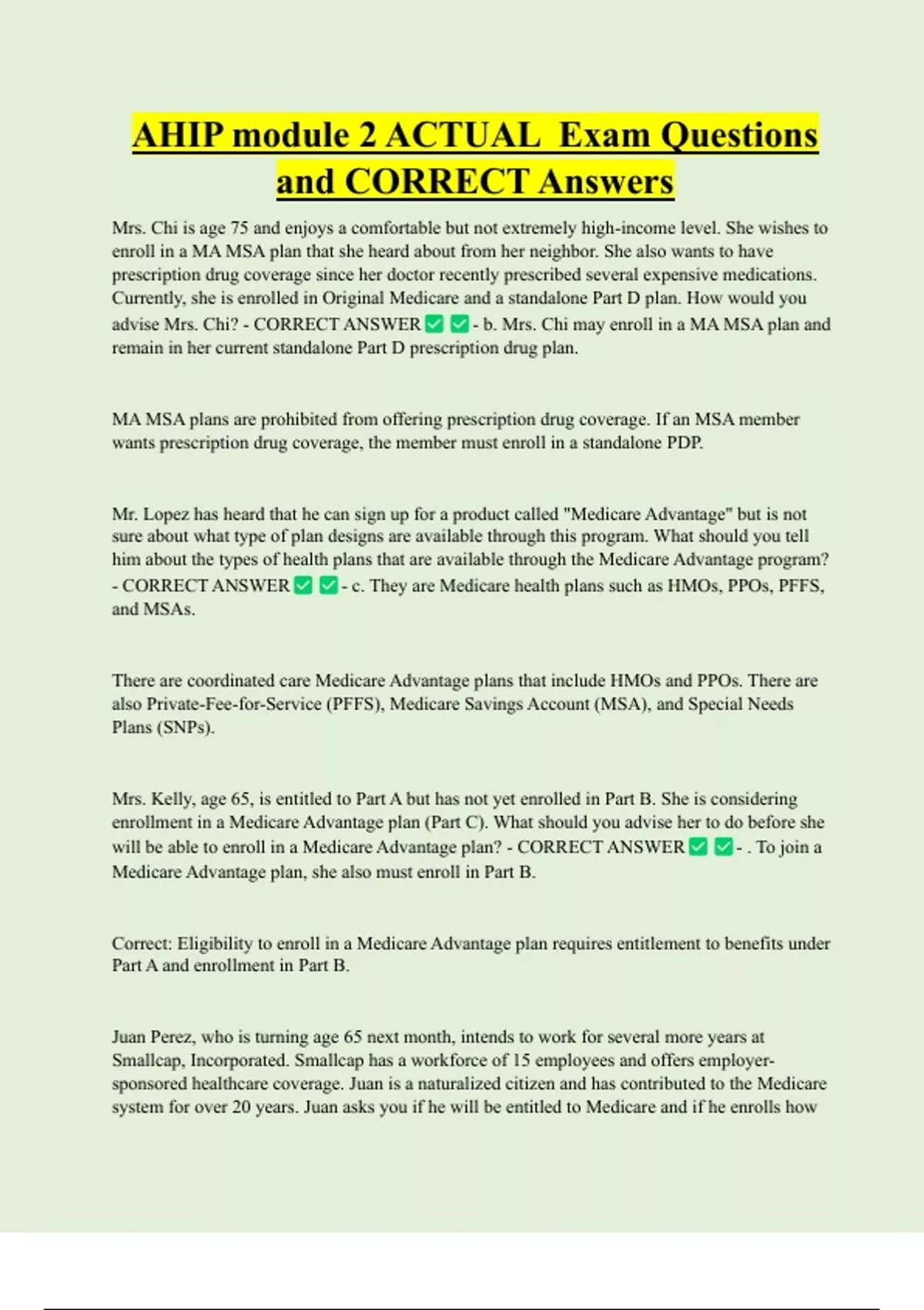 AHIP module 2 ACTUAL Exam Questions and CORRECT Answers - Ahip - Stuvia US