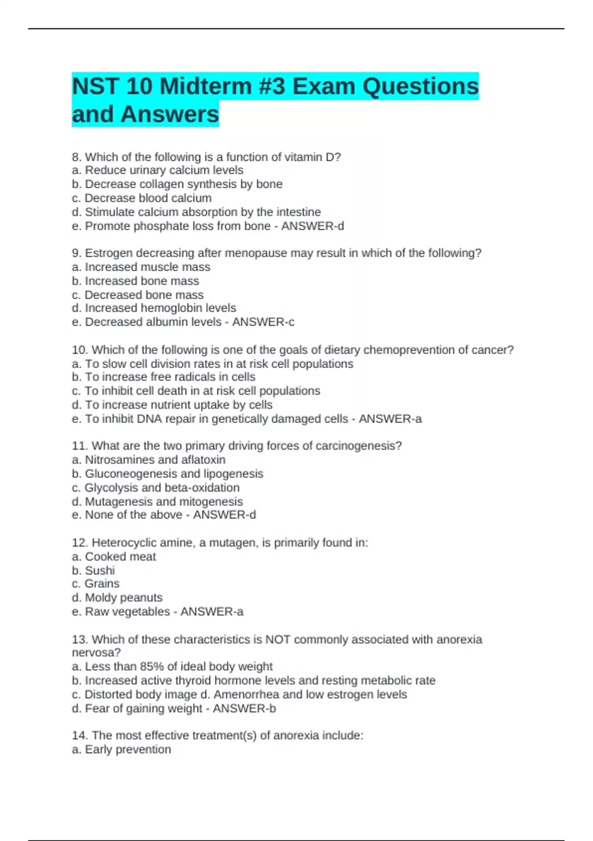 NST 10 Midterm #3 Exam Questions and Answers - NUSCTX - Stuvia US