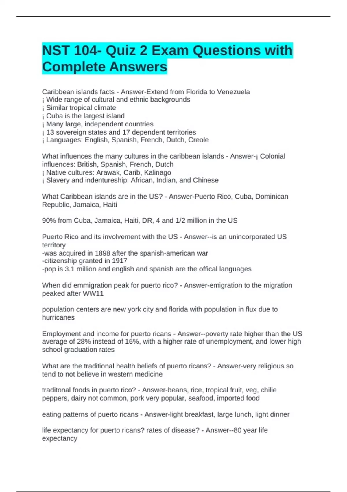 NST 104- Quiz 2 Exam Questions with Complete Answers - NUSCTX - Stuvia US