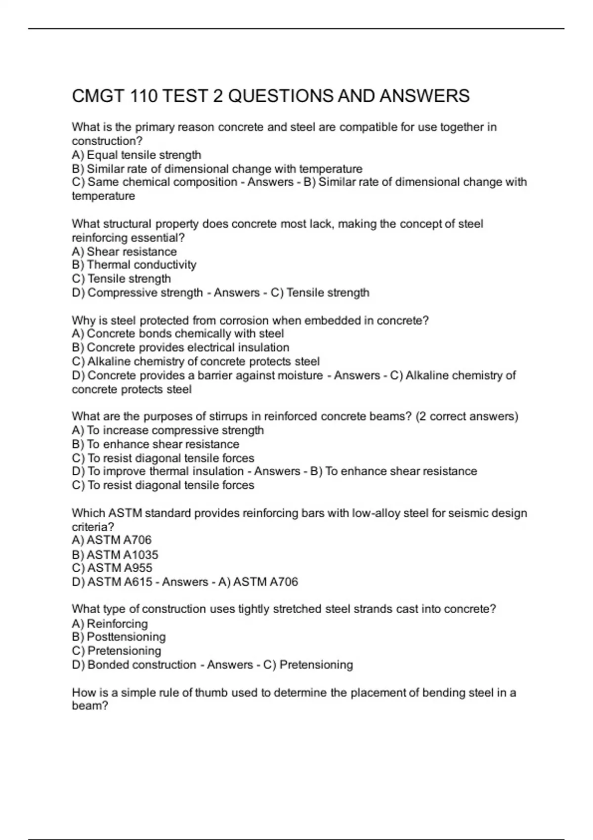 CMGT 110 TEST 2 QUESTIONS AND ANSWERS - CMGT 110 - Stuvia US