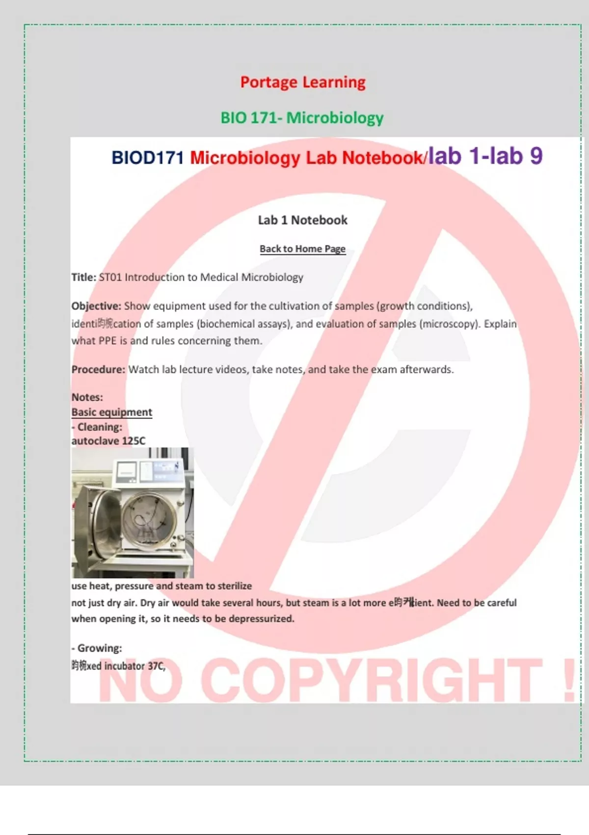 BIOD171 Microbiology Lab Notebook/lab 1-lab 9 - BIOD171 Microbiology ...