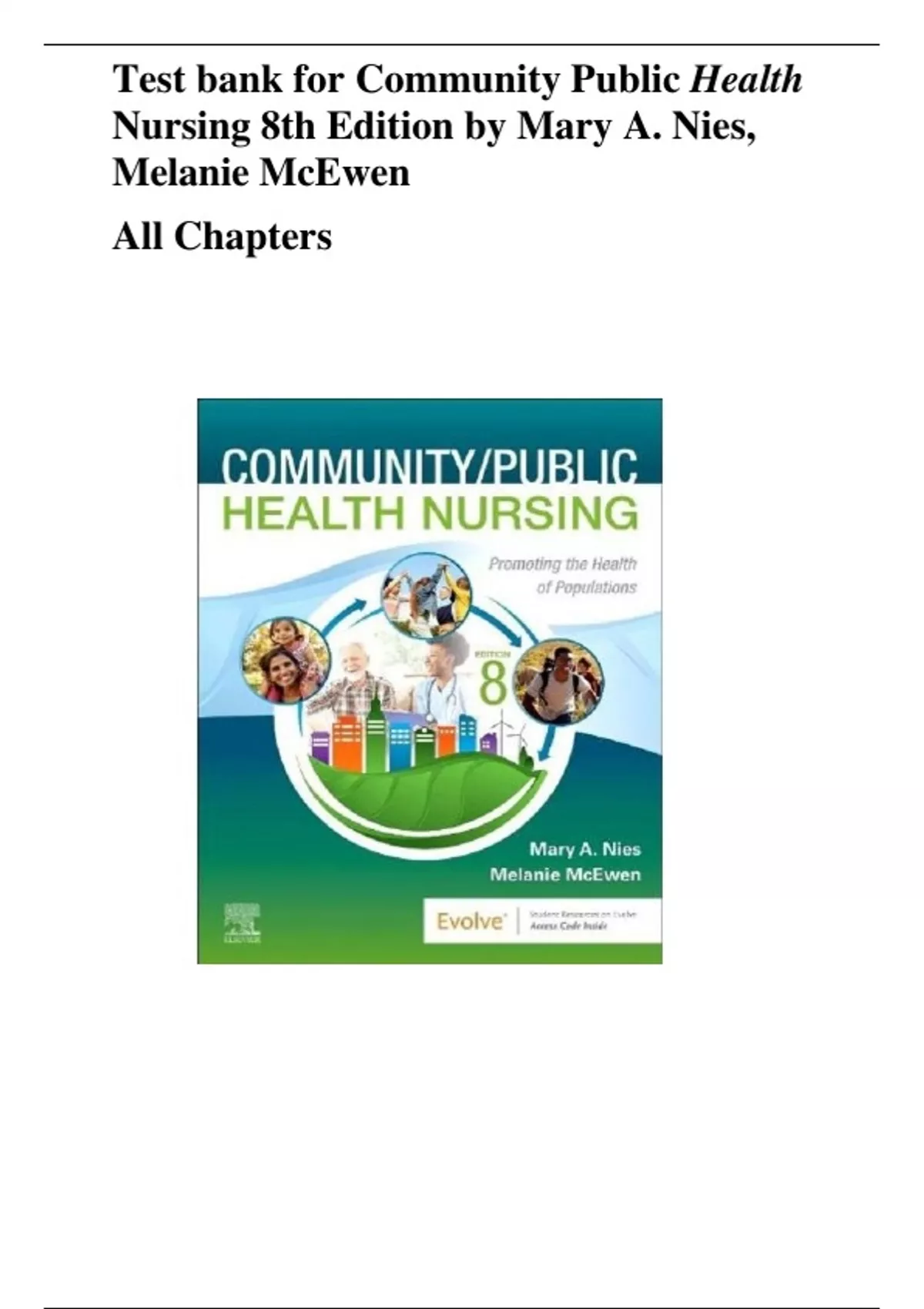 Test Bank - Community Public Health Nursing by Mary A. Nies ...