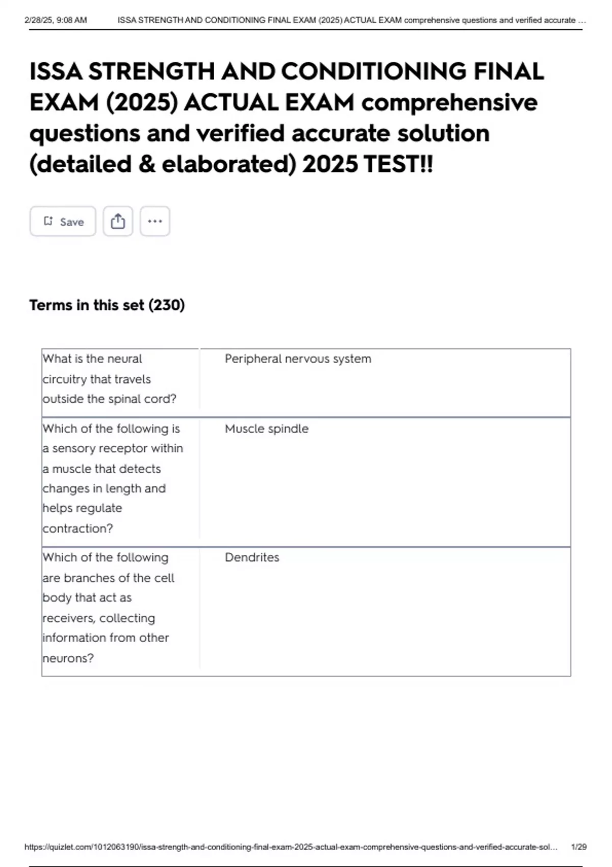 ISSA STRENGTH AND CONDITIONING FINAL EXAM (2025) ACTUAL EXAM comprehensive questions and ...
