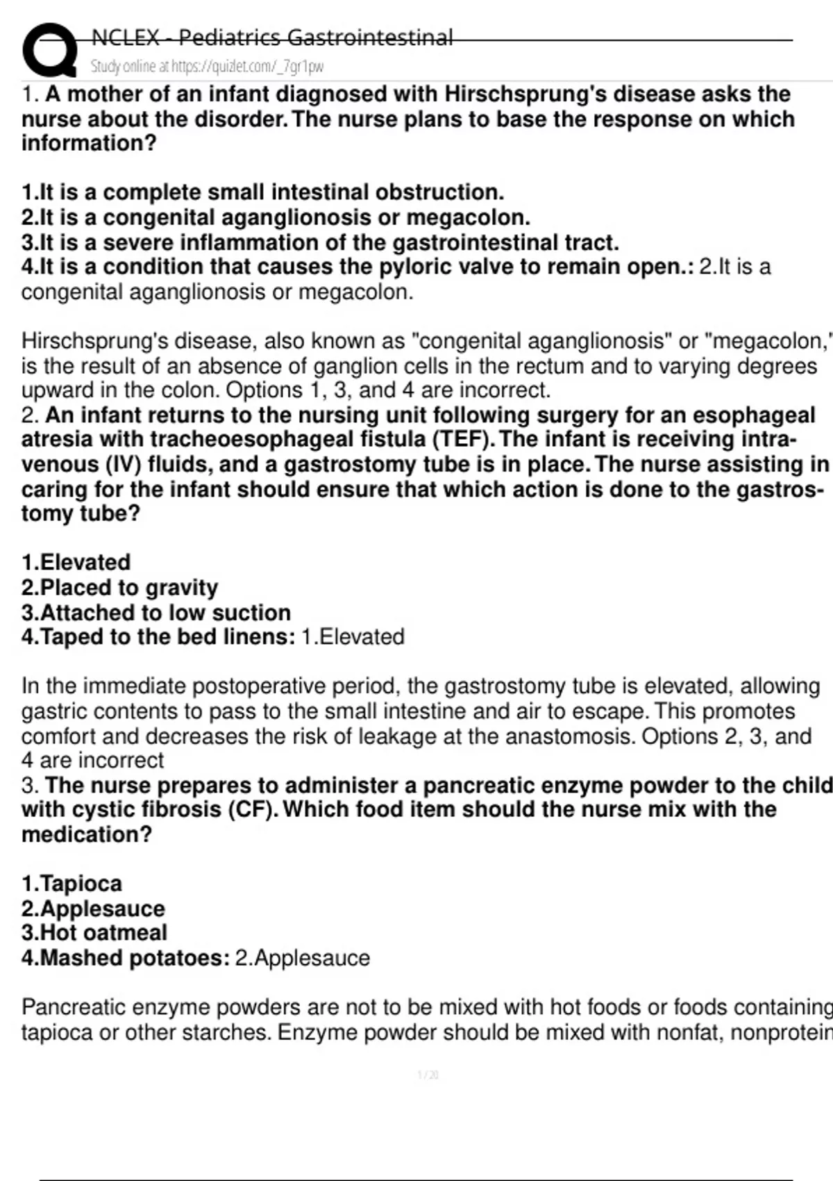 NCLEX - Pediatrics Gastrointestinal 2025 LATEST UPDATED | COMPLETE ...