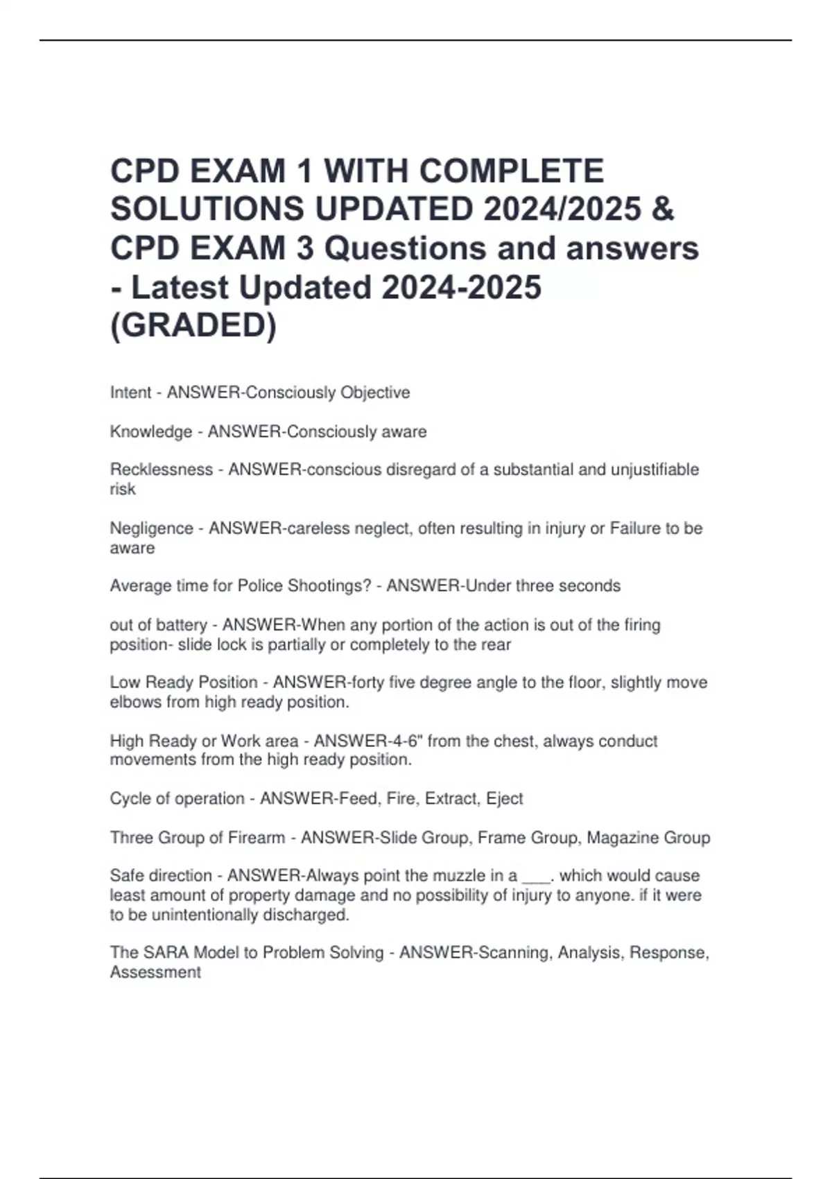 CPD EXAM 1 WITH COMPLETE SOLUTIONS UPDATED 2024 - CAOHC | - Stuvia US