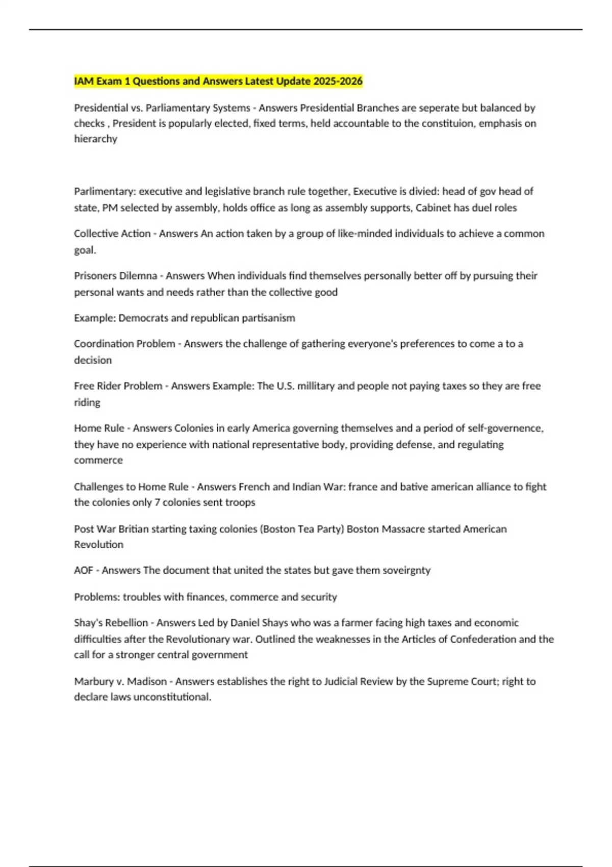 IAM Exam 1 Questions and Answers Latest Update - IAM - Stuvia US