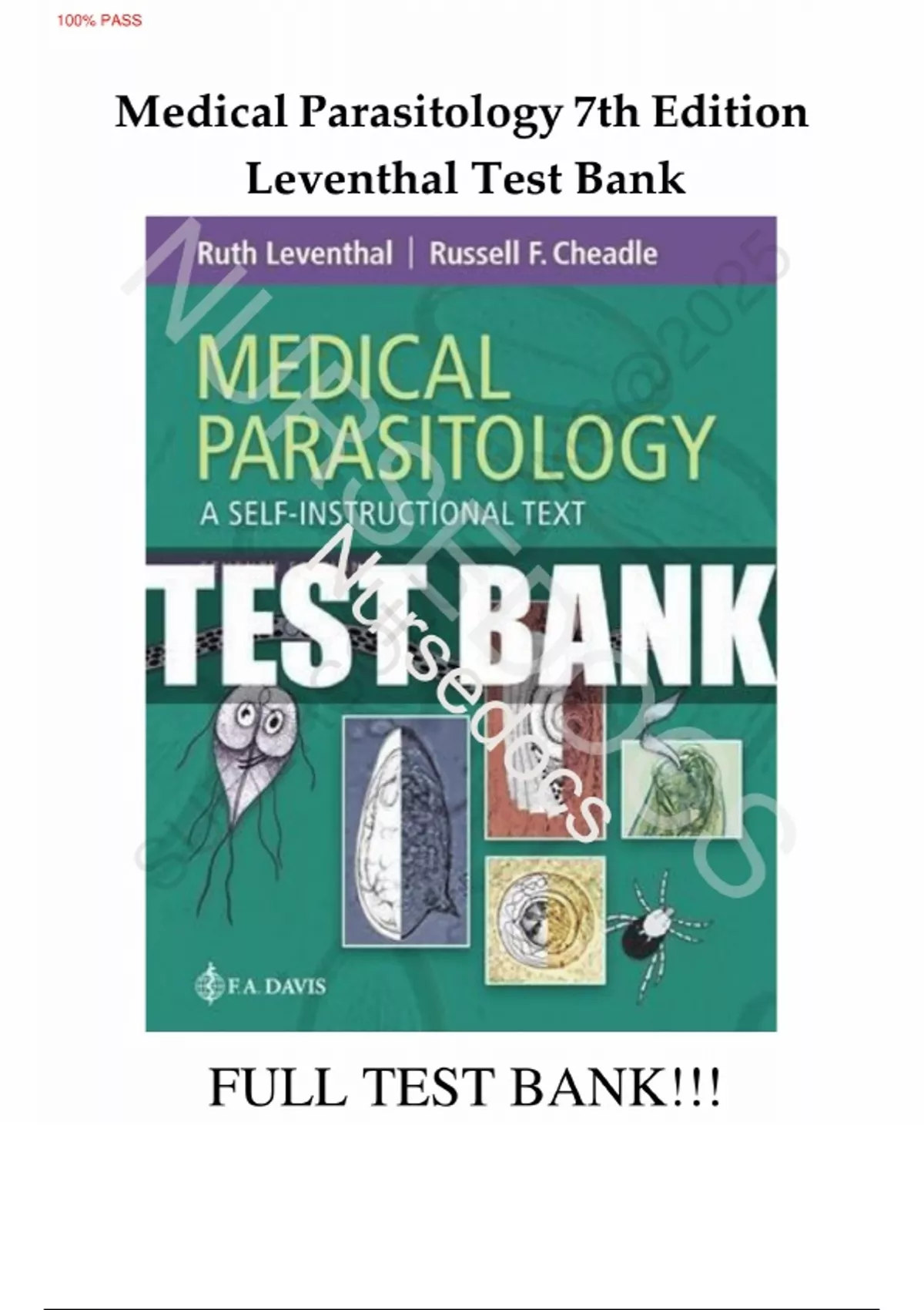 TEST BANK for Medical Parasitology: A Self-Instructional Text, 7th ...