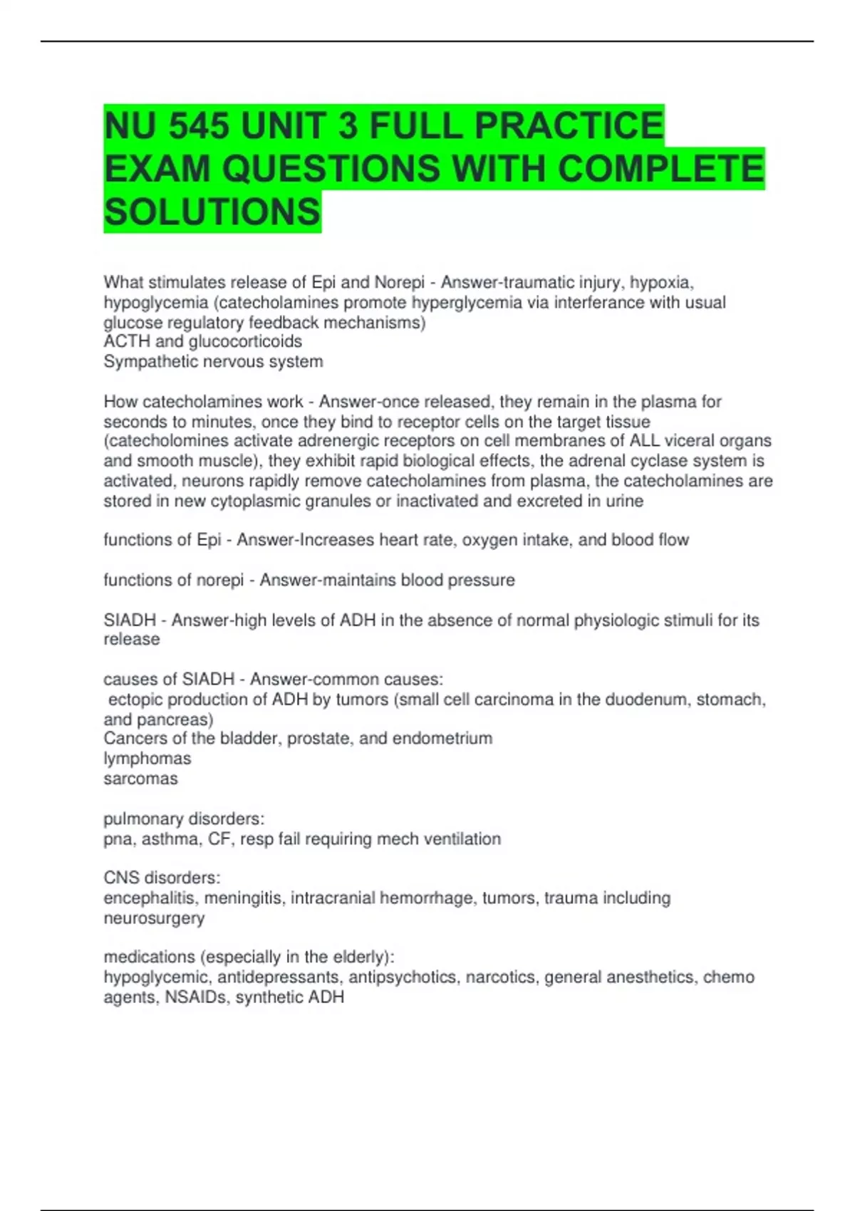 NU 545 UNIT 3 FULL PRACTICE EXAM QUESTIONS WITH COMPLETE SOLUTIONS - NU ...