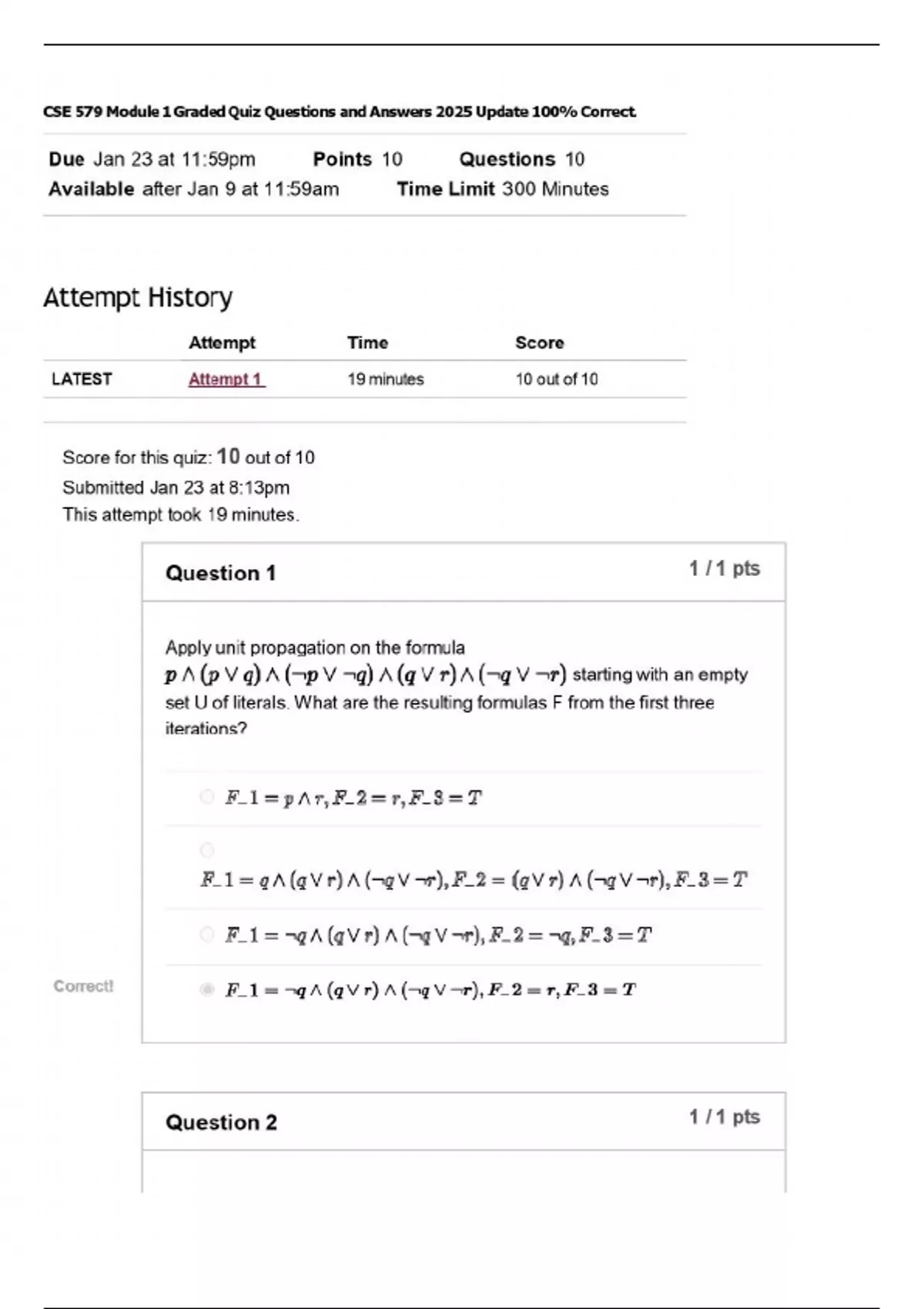 CSE 579 Module 1 Graded Quiz Questions and Answers 2025 Update 100% Correct. - CSE 579 - Stuvia US