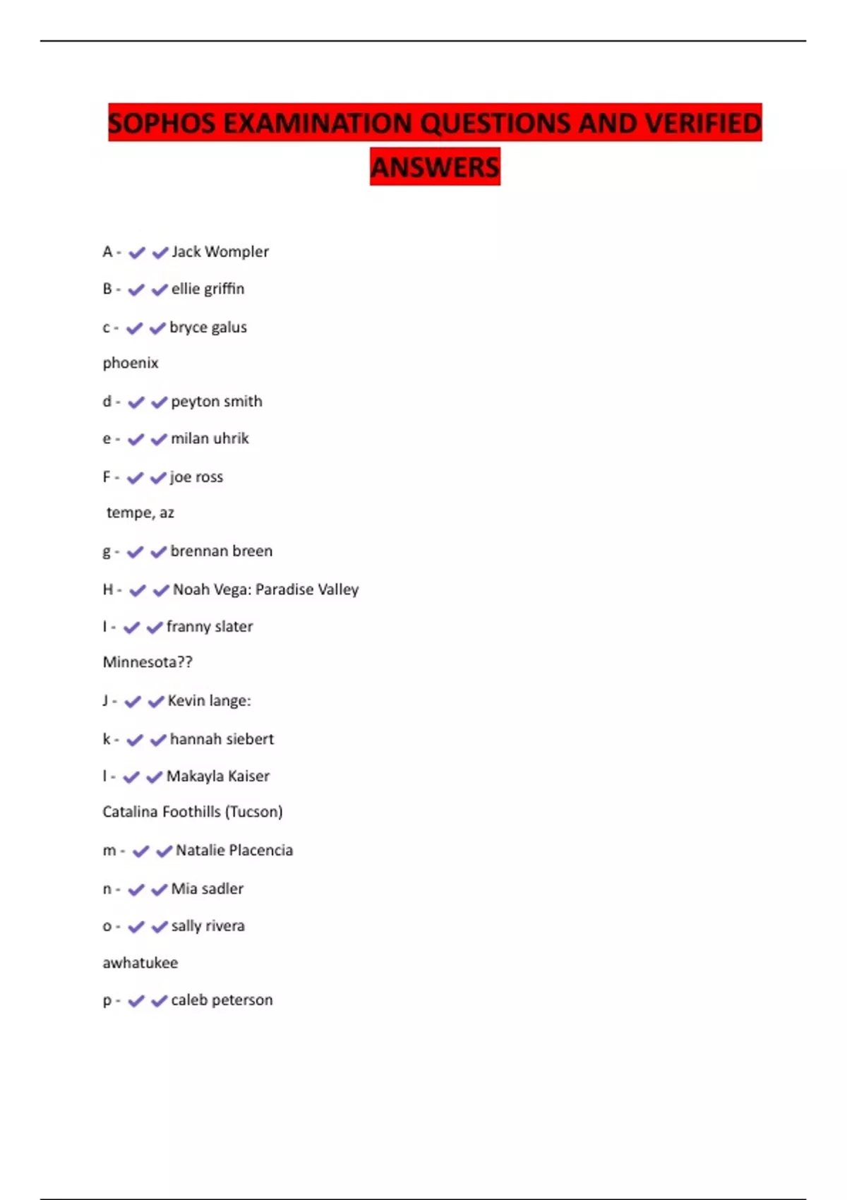 SOPHOS EXAMINATION QUESTIONS AND VERIFIED ANSWERS - SOPS - Stuvia US
