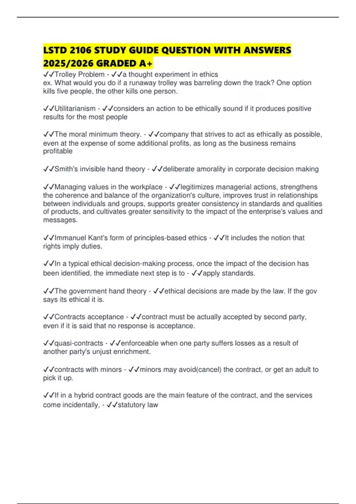 LSTD 2106 STUDY GUIDE QUESTION WITH ANSWERS 2025/2026 GRADED A+ ...