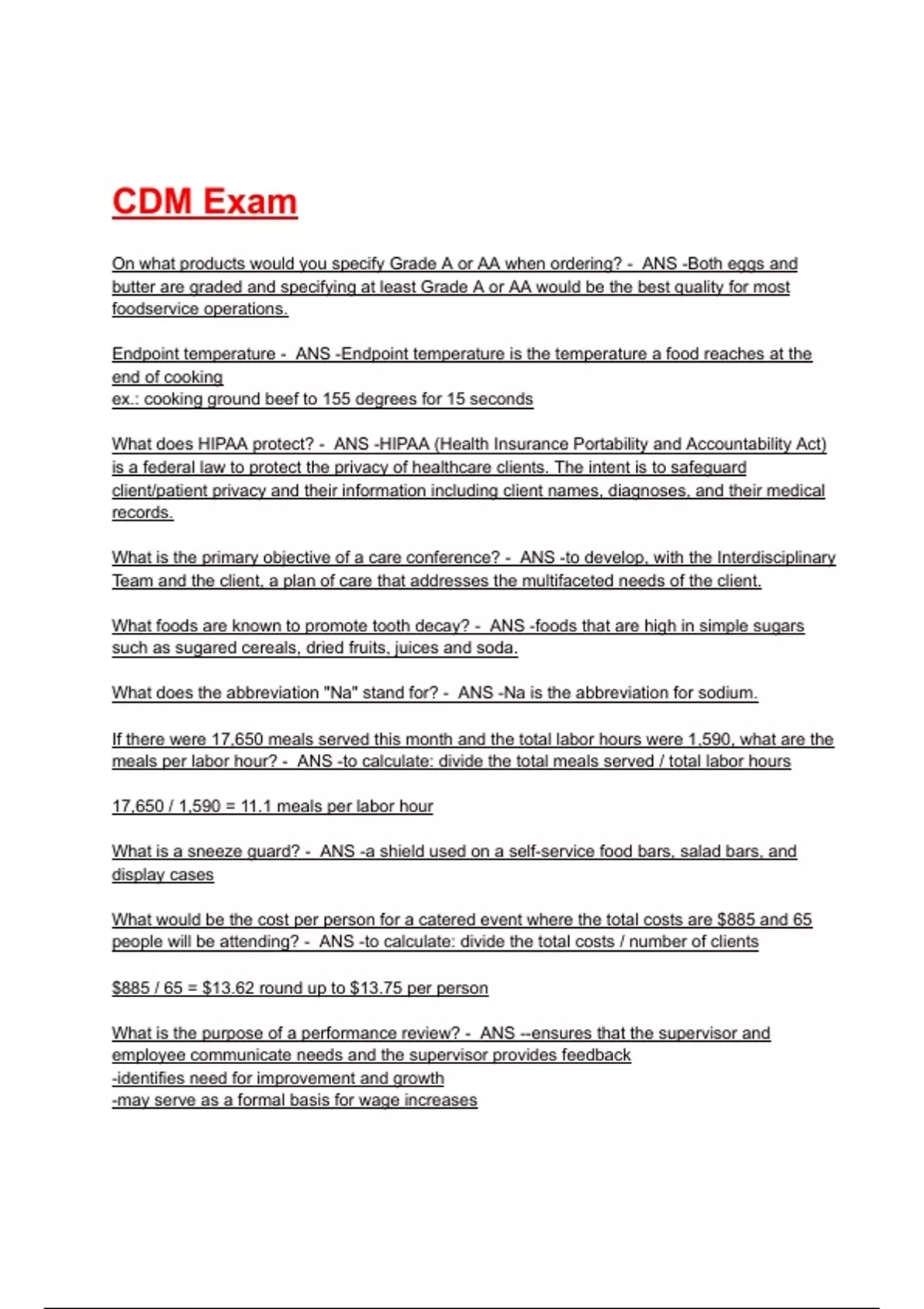 CDM Exam Questions with correct Answers 2025/2026( A+ GRADED 100% VERIFIED). - CDM - Stuvia US