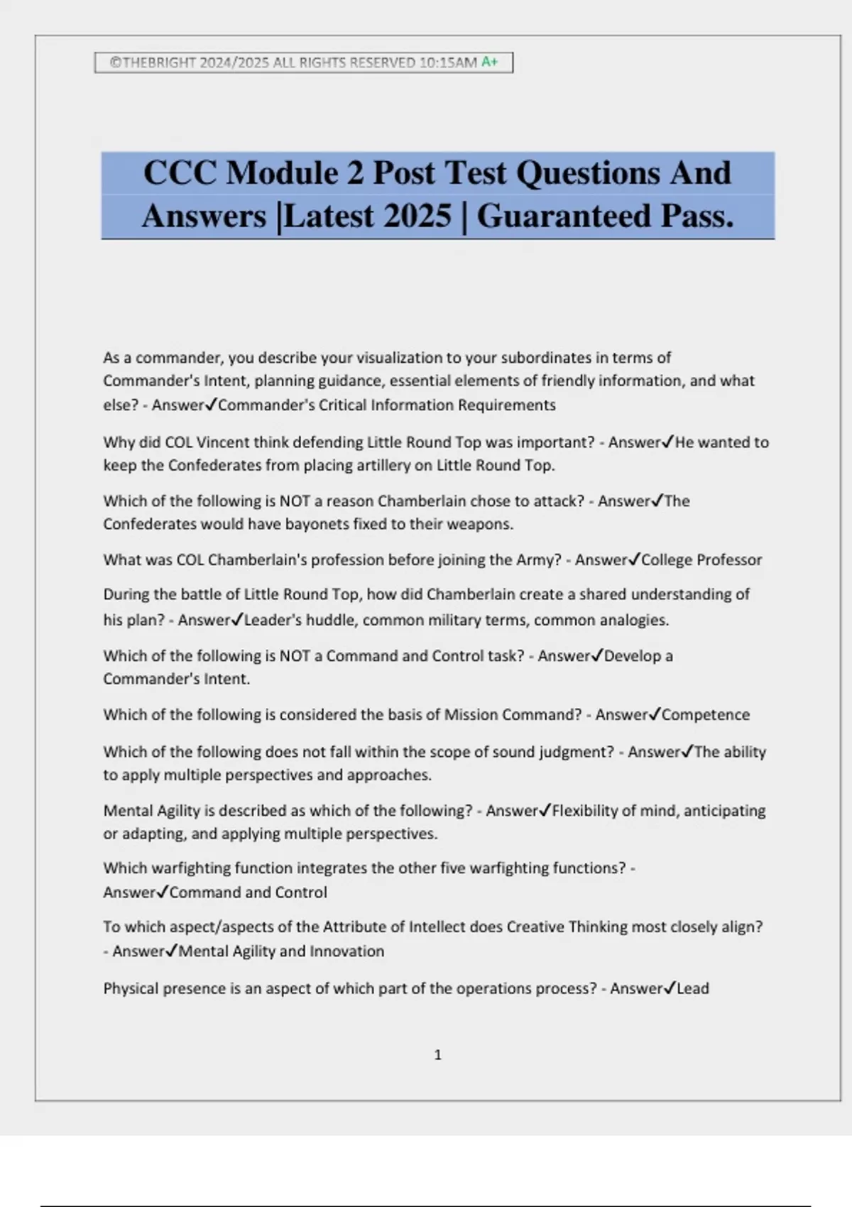 Ccc Module 2 Post Test Questions And Answers Latest 2025 Guaranteed