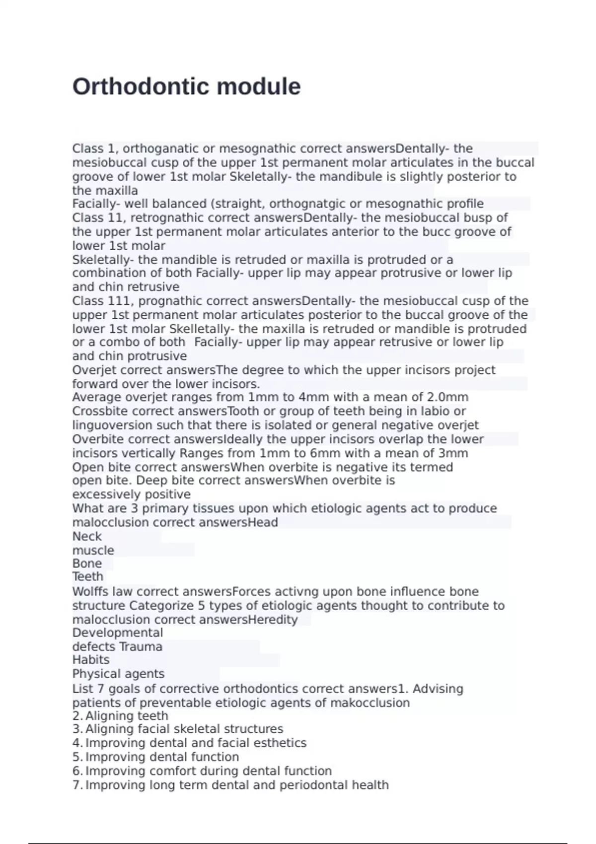 Orthodontic module exam with 100% correct answers 2025 - Orthodontic ...