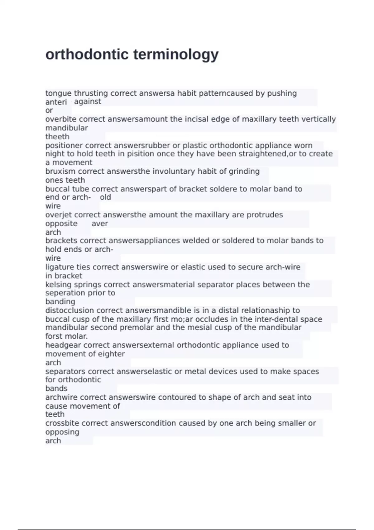 orthodontic terminology exam with 100% correct answers 2025 ...