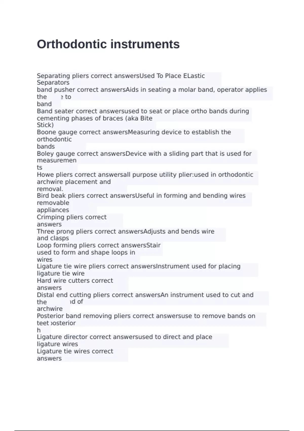 Orthodontic instruments exam with 100% correct answers 2025 ...