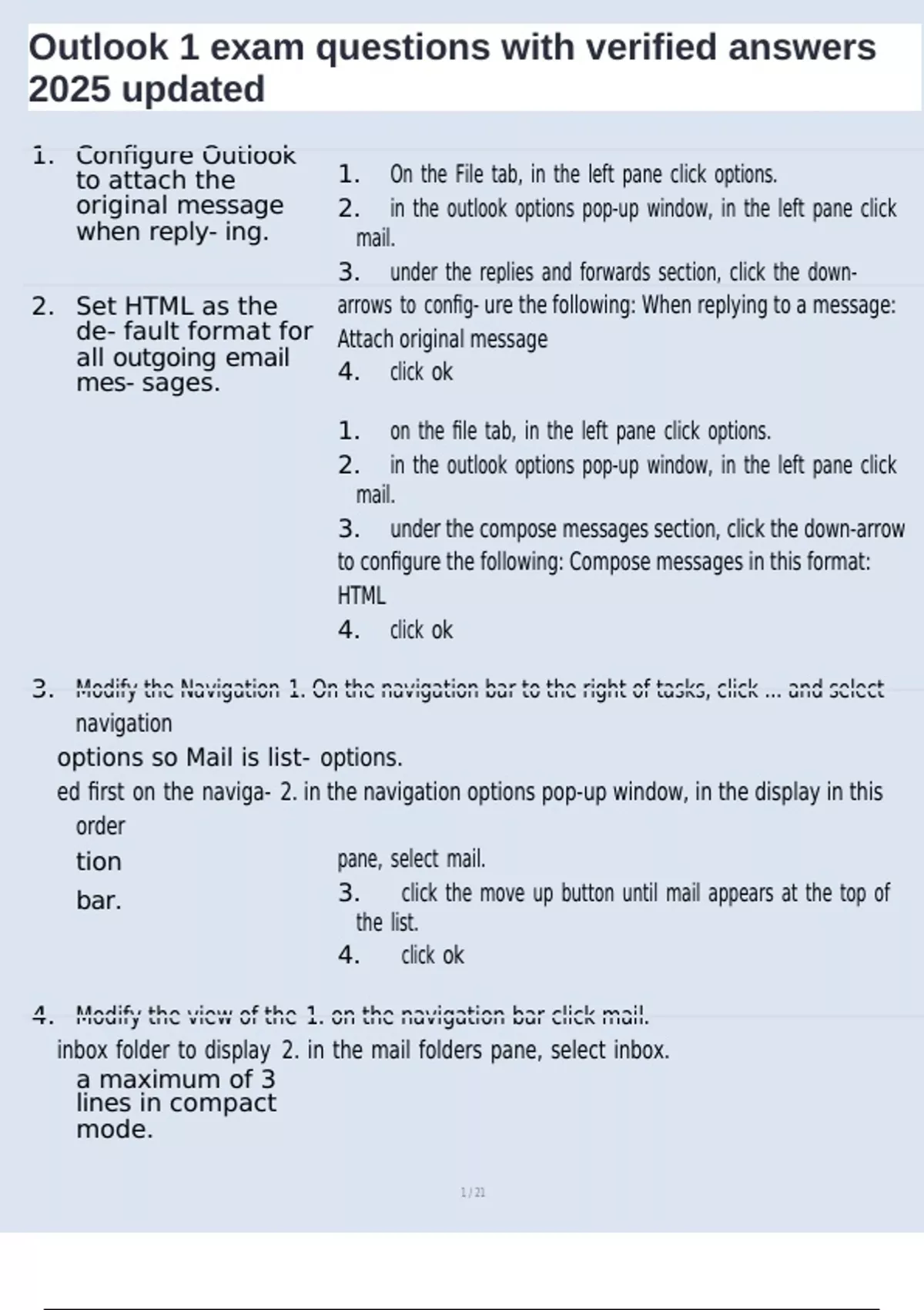 Outlook 1 exam questions with verified answers 2025 updated - Outlook ...