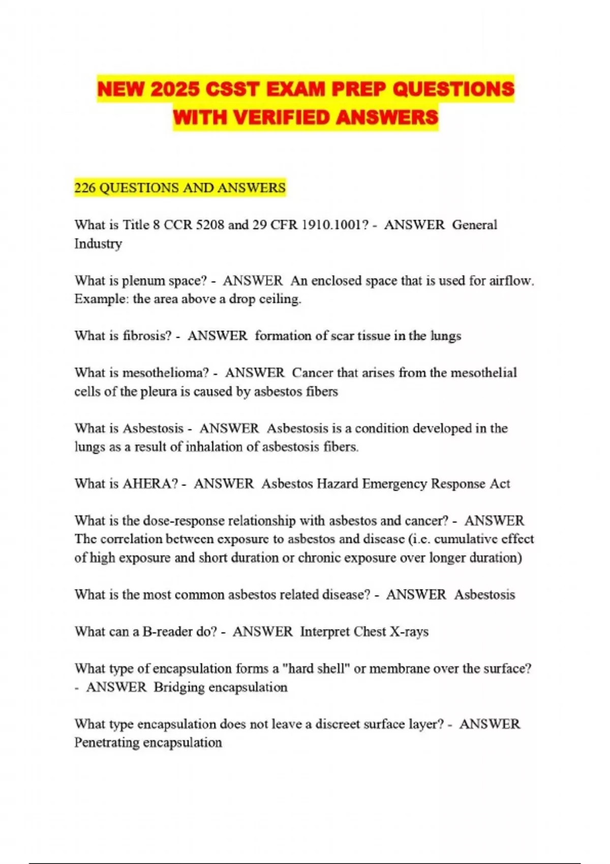 NEW 2025 CSST EXAM PREP QUESTIONS WITH VERIFIED ANSWERS - CSST - Stuvia US