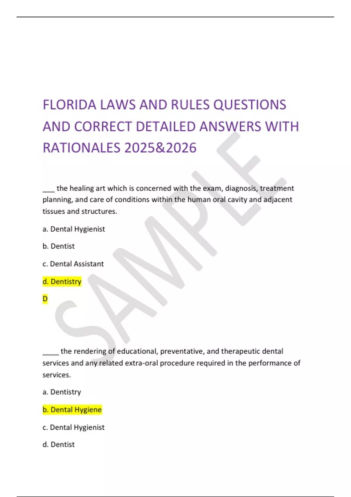 FLORIDA LAWS AND RULES QUESTIONS AND CORRECT DETAILED ANSWERS WITH ...