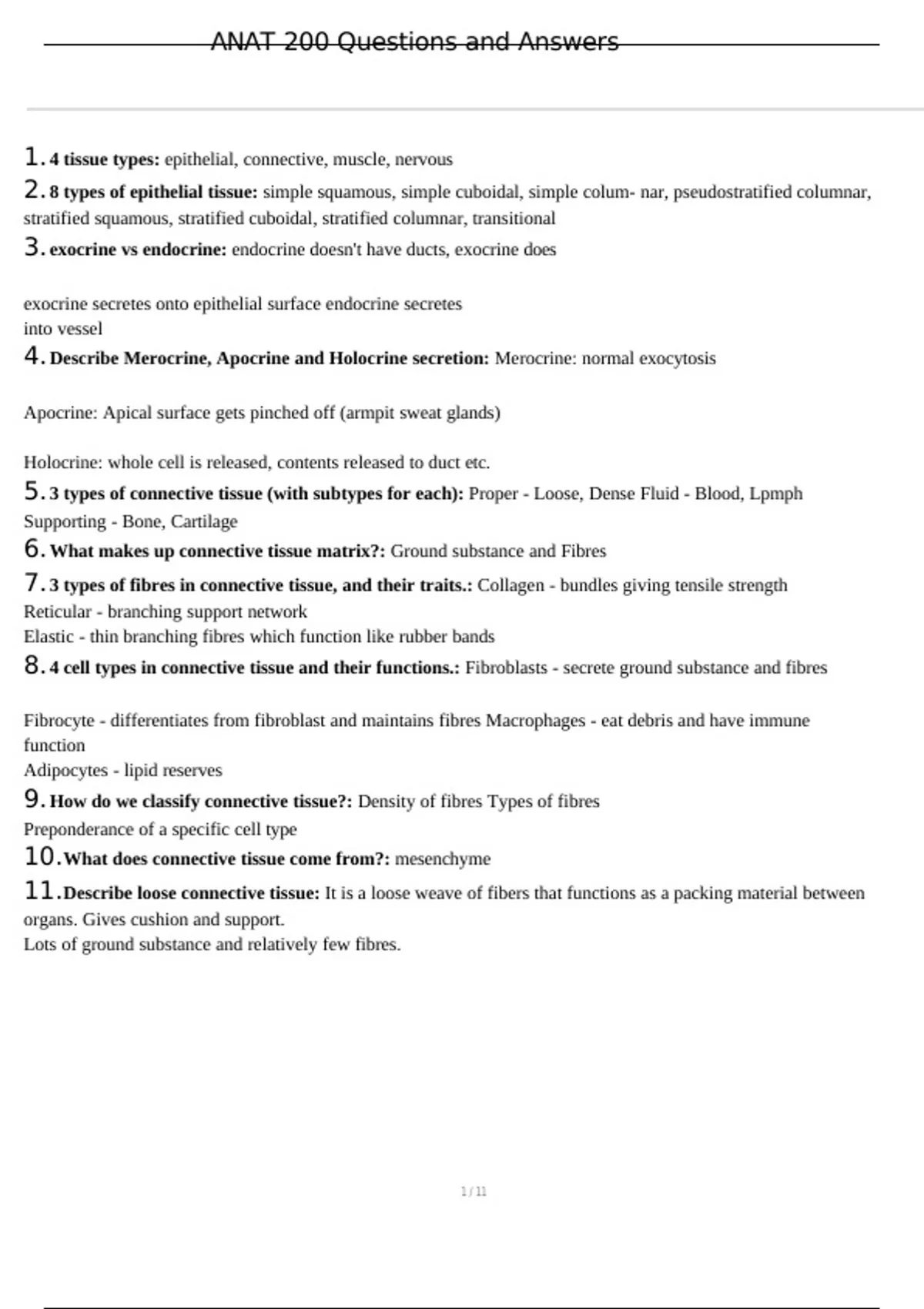 ANAT 200 Questions and Answers - ANAT 200 - Stuvia US