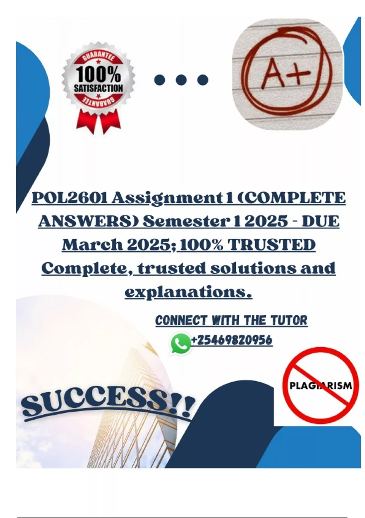 Pol2601 Assignment 1 Complete Answers Semester 1 2025 Due March