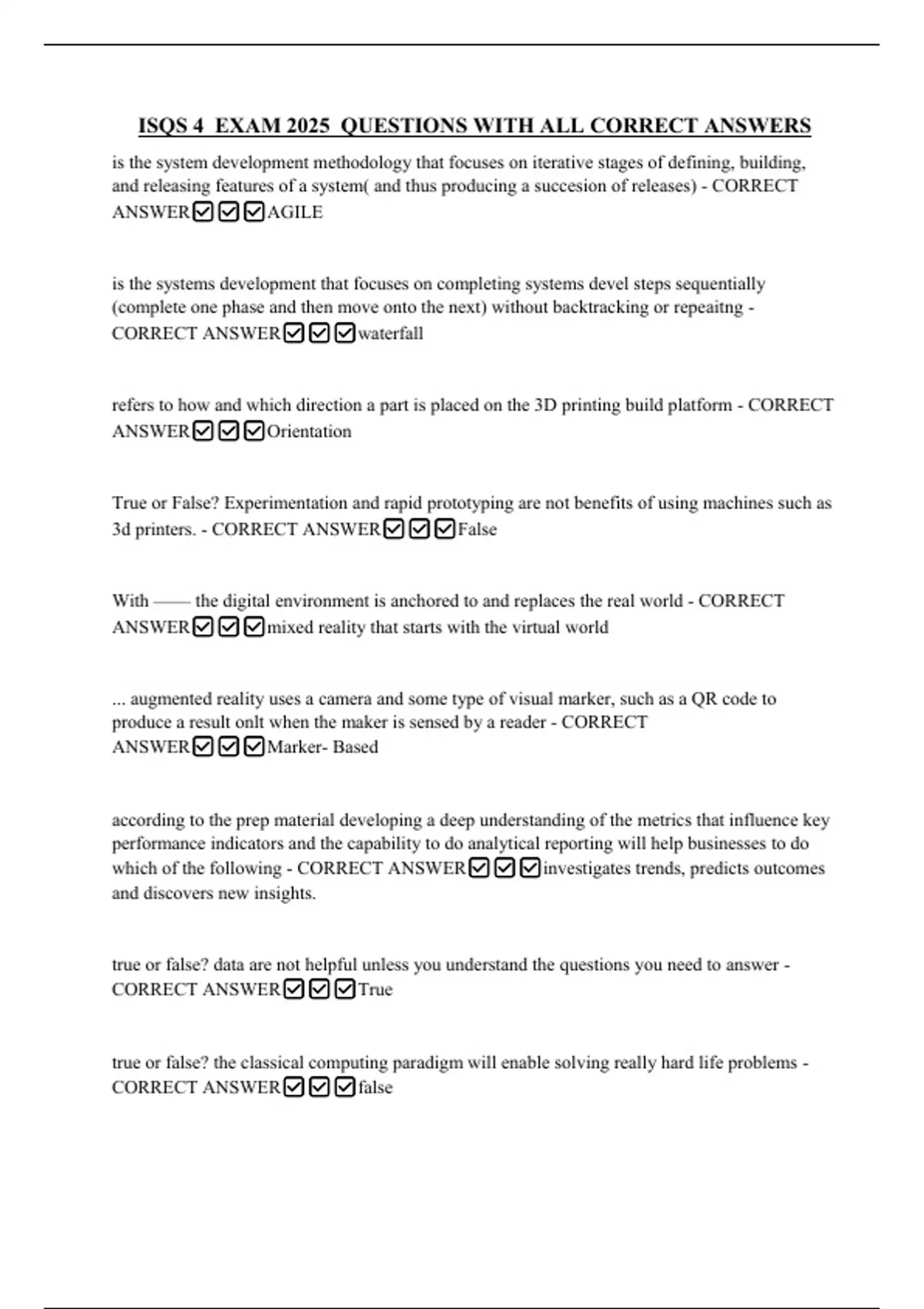 ISQS 4 EXAM 2025 QUESTIONS WITH ALL CORRECT ANSWERS - ISQS 2340 - Stuvia US