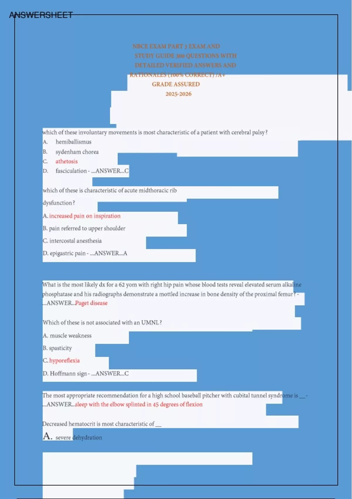 NBCE PARt 3 EXAM 2025 ACTUAL EXAM 200 QUESTIONS AND CORRECT ANSWERS ...