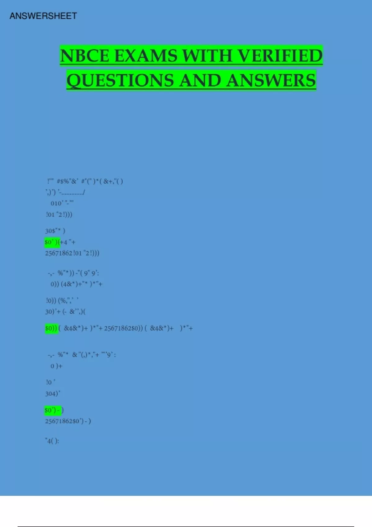 Nbce exams with verified questions and answers||Best verified by ...