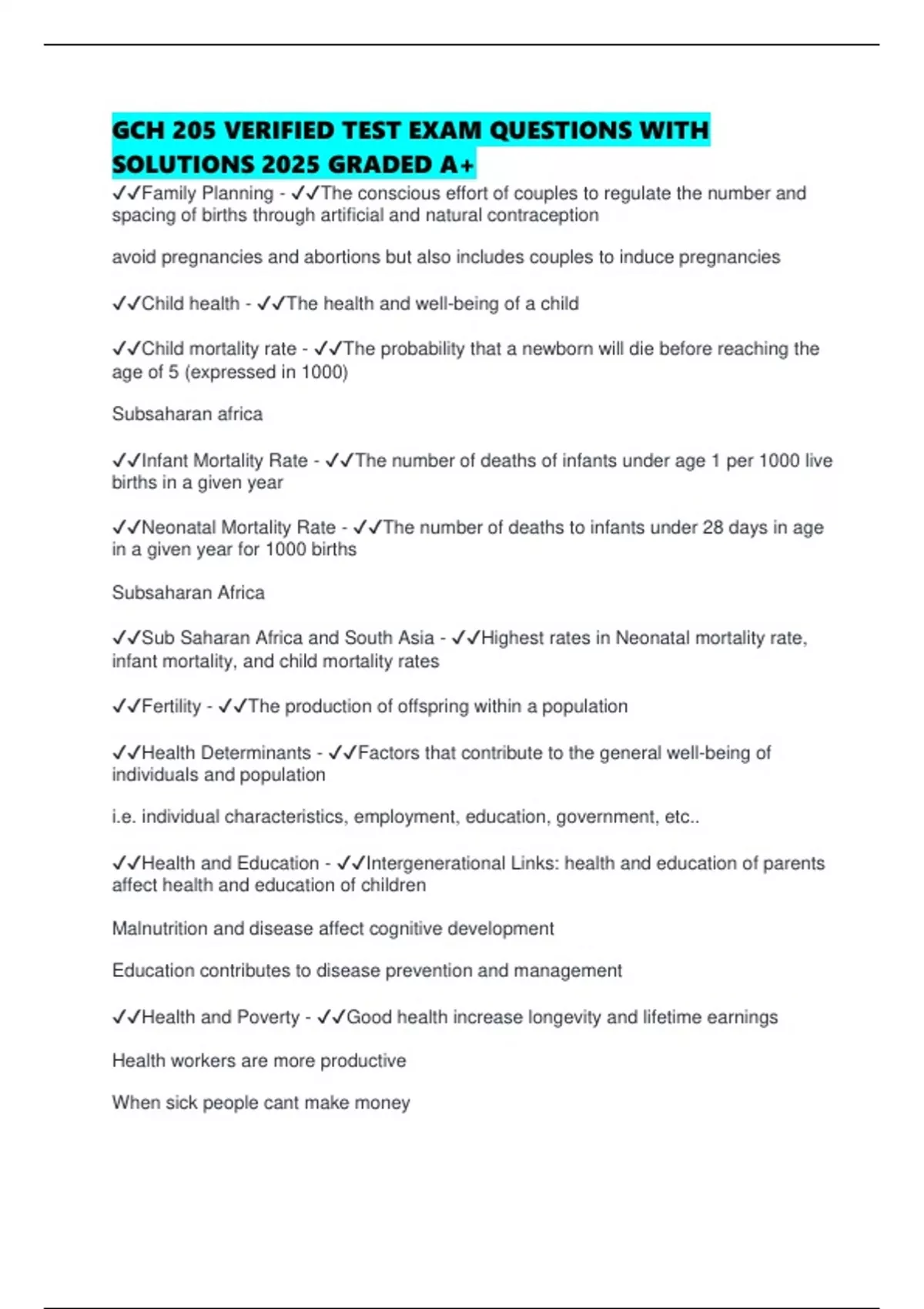 GCH 205 VERIFIED TEST EXAM QUESTIONS WITH SOLUTIONS 2025 GRADED A+ ...