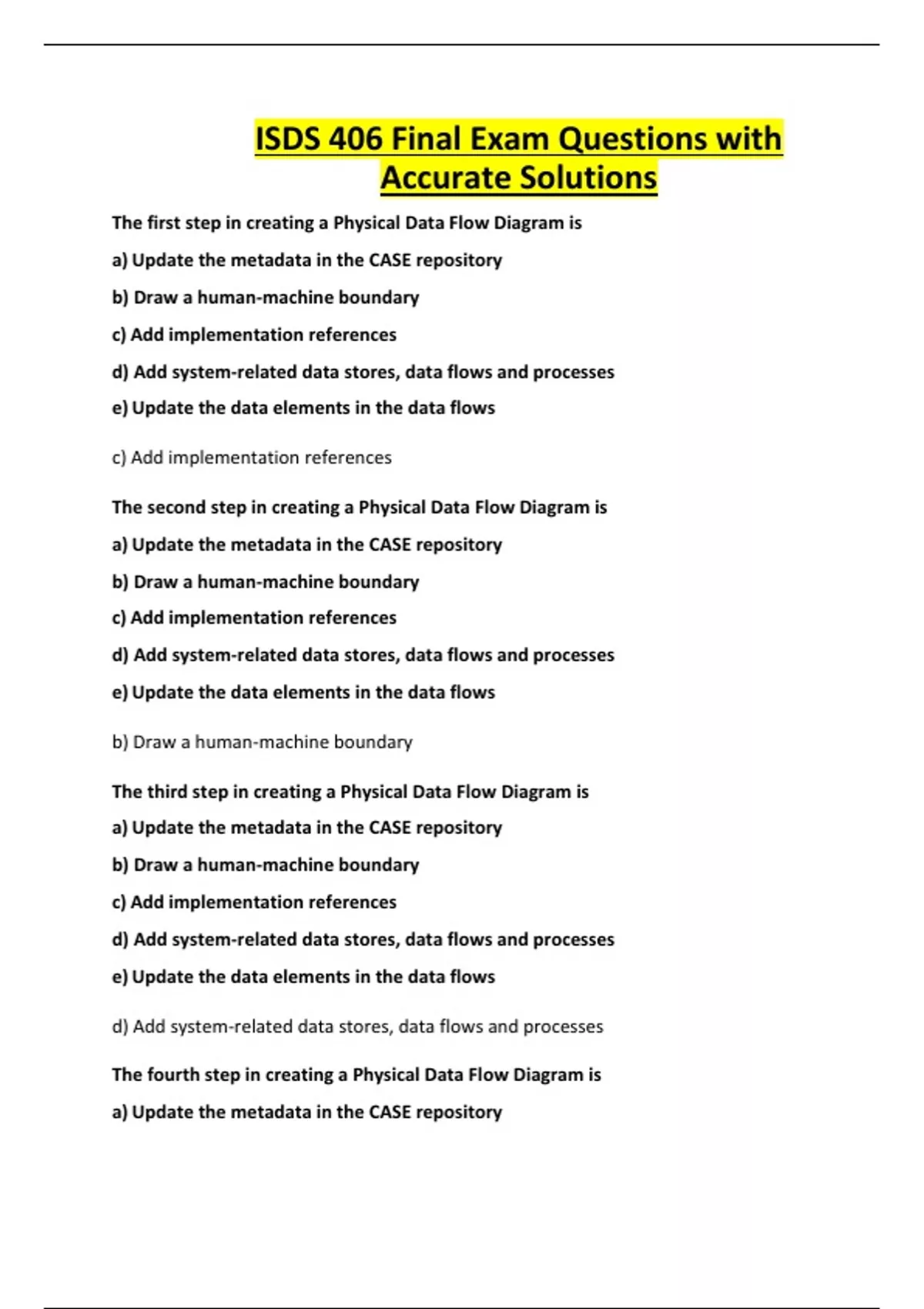 ISDS 406 Final Exam Questions with Accurate Solutions - ISDS 406 ...