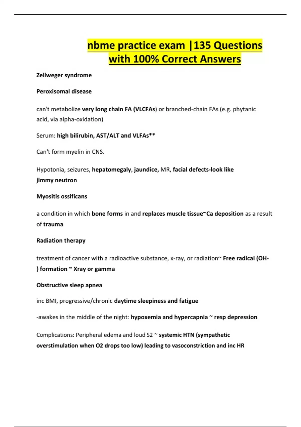 nbme practice exam |135 Questions with 100% Correct Answers - NBME - Stuvia US