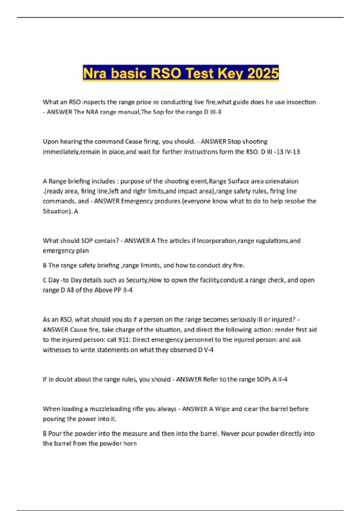 Nra basic RSO Test Key 2025 - Nra basic RSO Tt Key - Stuvia US