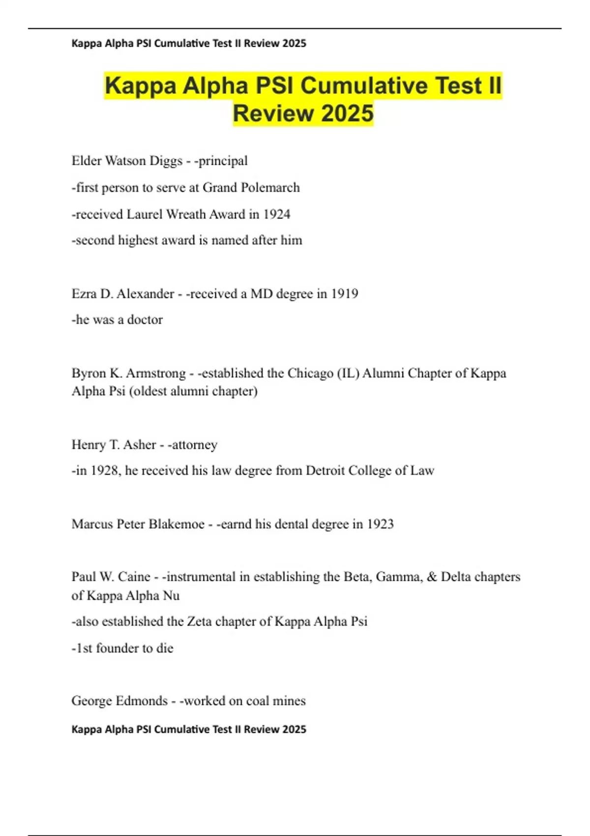 Kappa Alpha PSI Cumulative Test II Review 2025 - Kappa Alpha PSI ...