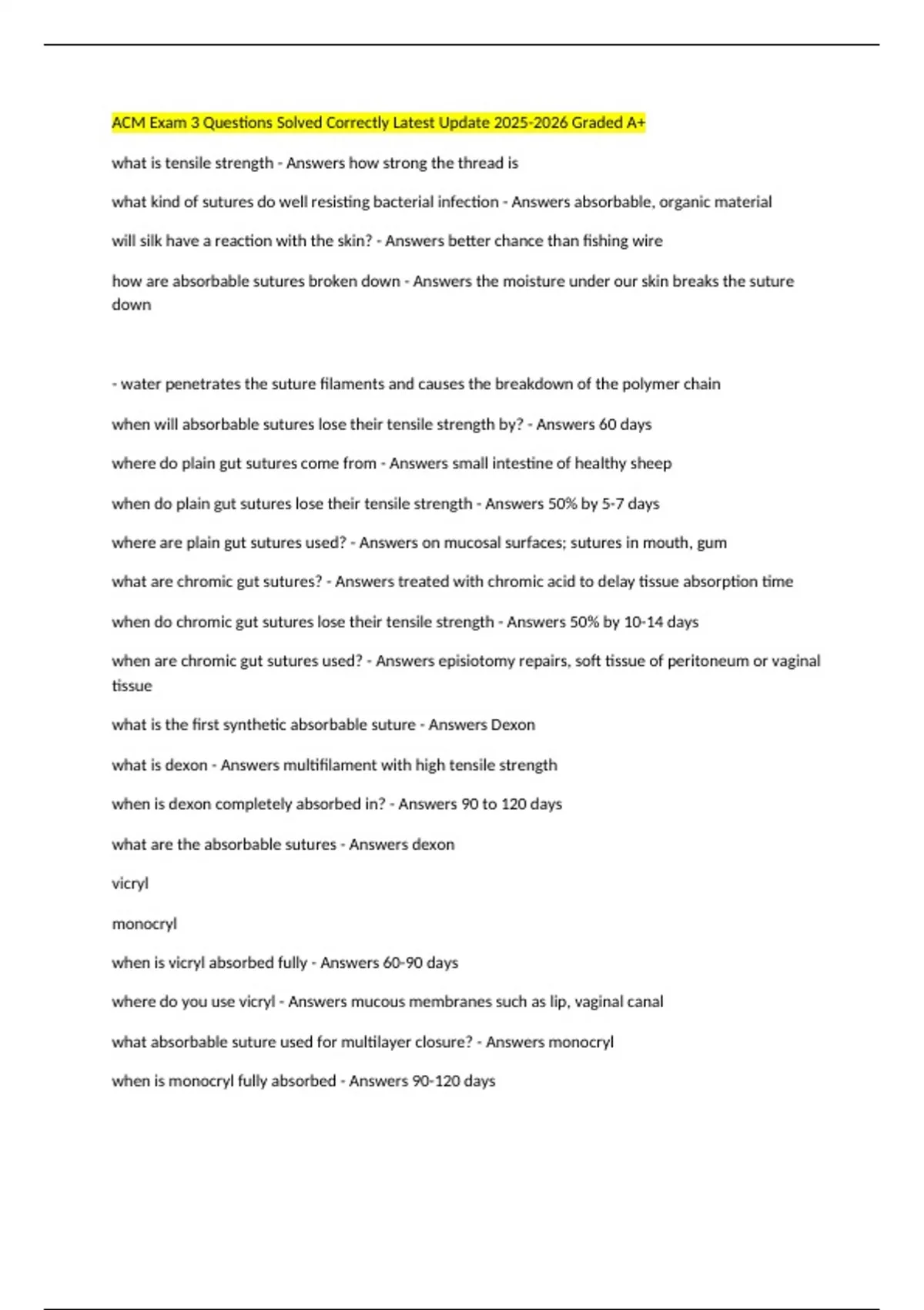 ACM Exam 3 Questions Solved Correctly Latest Update Graded A+ - ACM ...