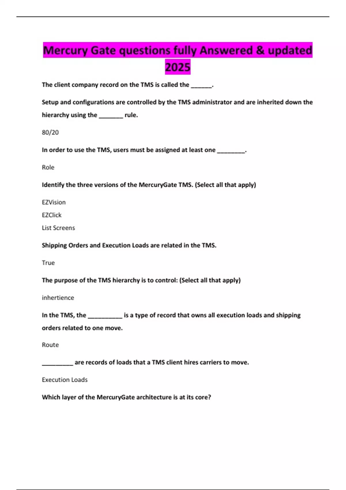 Mercury Gate questions fully Answered & updated 2025 - Mercury Gate ...